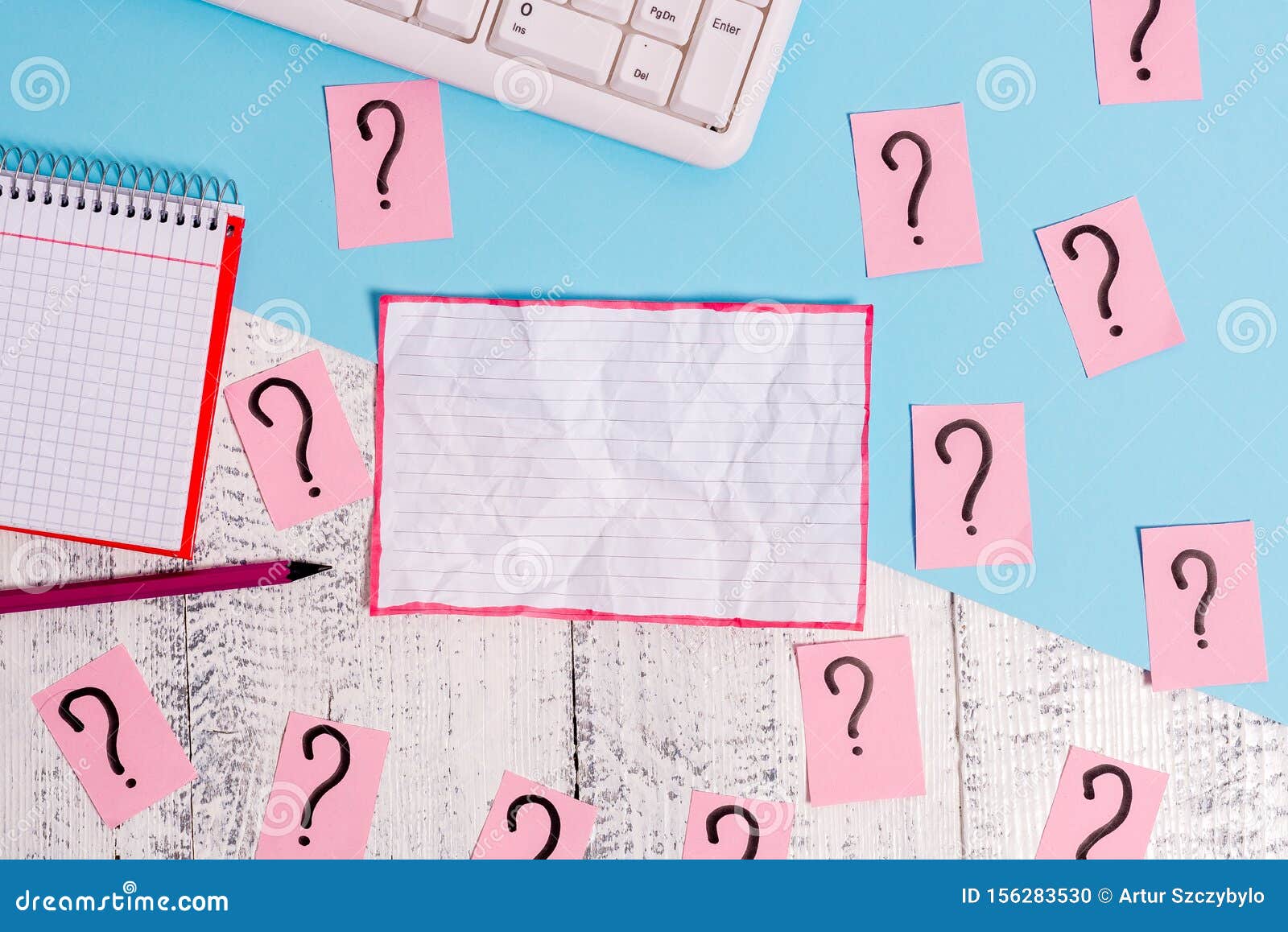 Writing Equipment and Computer Stuff Plus Scribbled Paper Placed on a ...