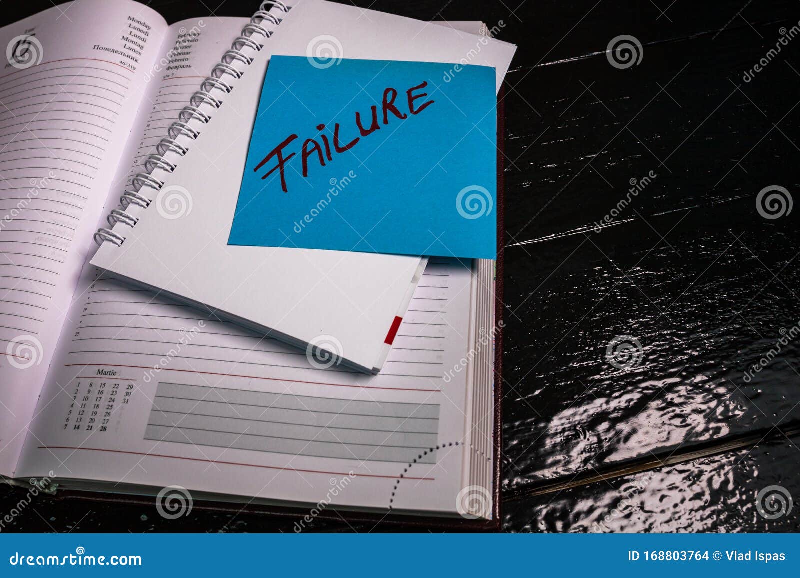Writing Failure on Memo Post Reminder. Text Failure on Sticky Paper ...