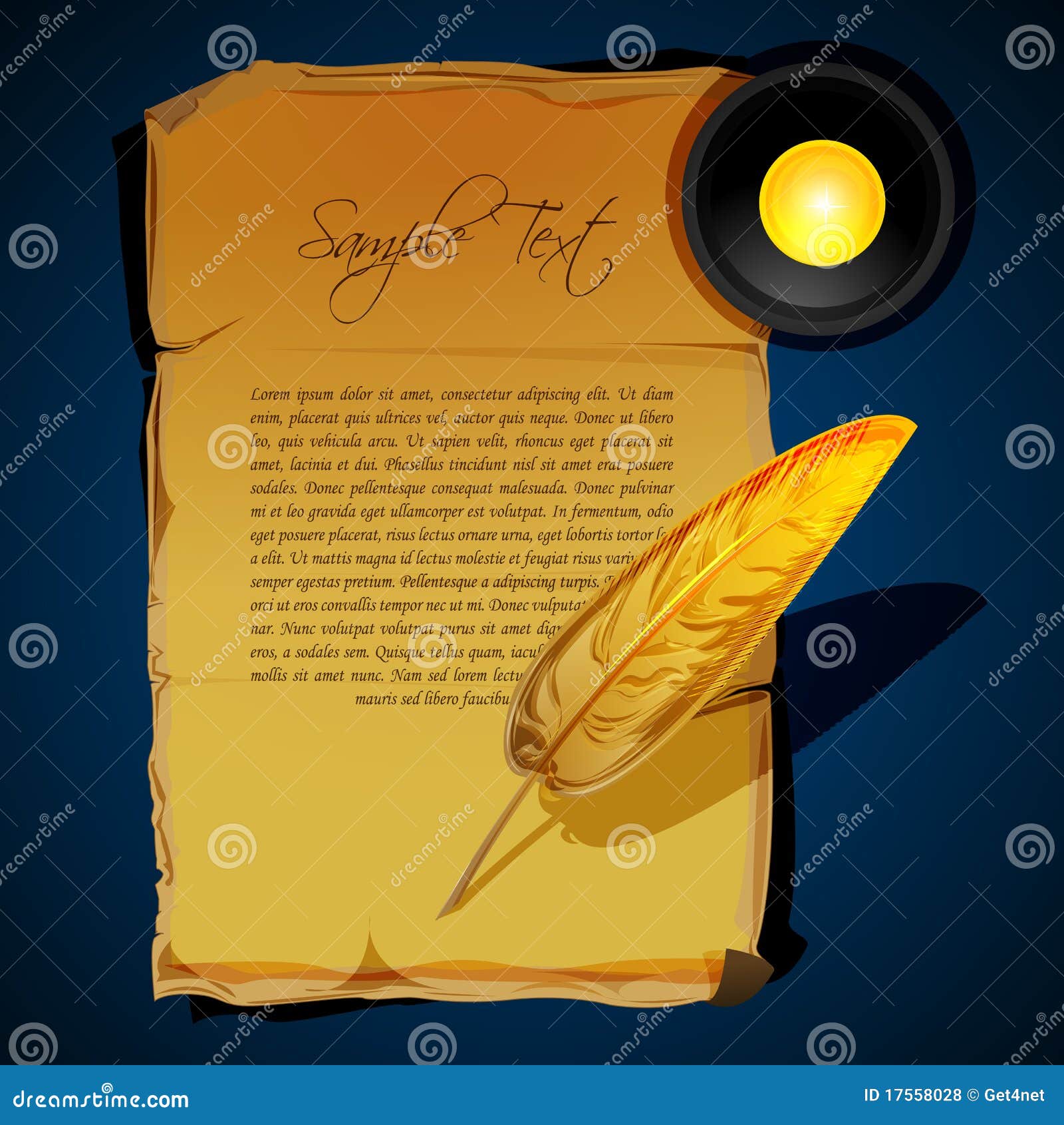 Old Man Writing With Feather Pen In Scroll Paper Biography History ...