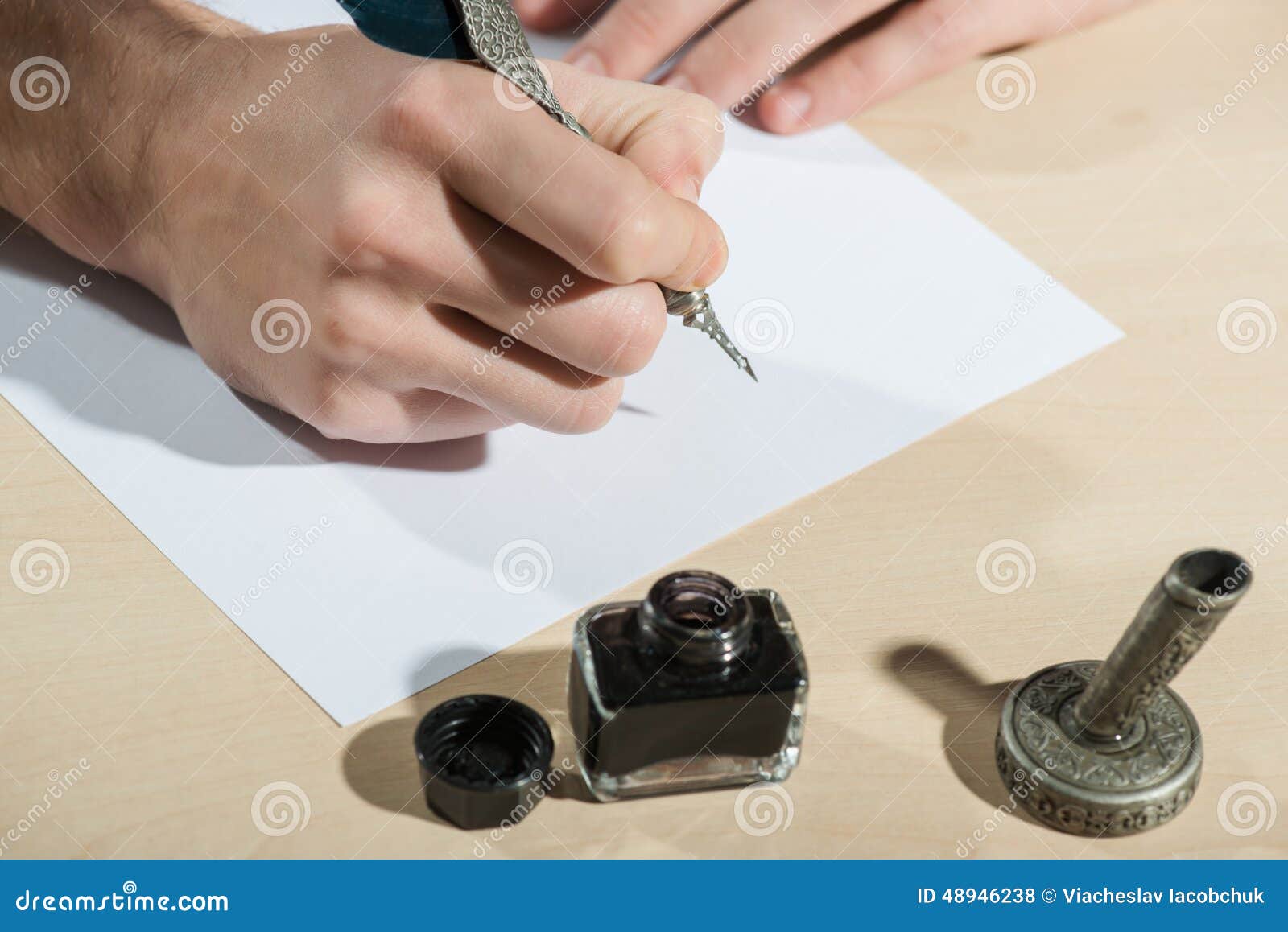 Writing with Feather Close Up Stock Photo - Image of writer ...