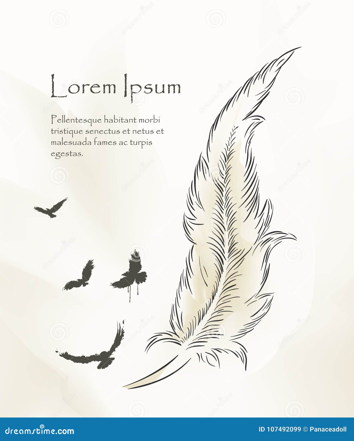 Writing Feather Paint with Flying Birds Stock Illustration ...