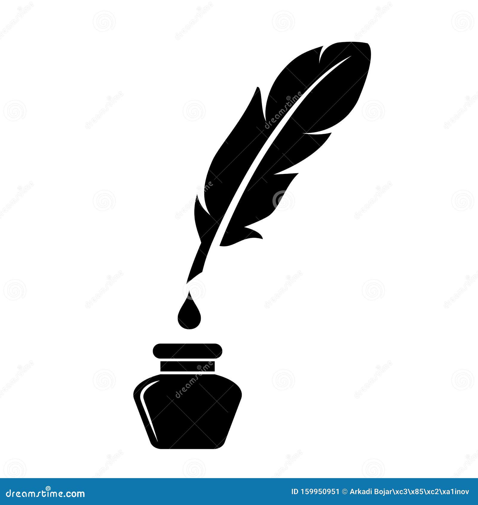 Writing Feather Vector Icon Stock Vector - Illustration of black ...