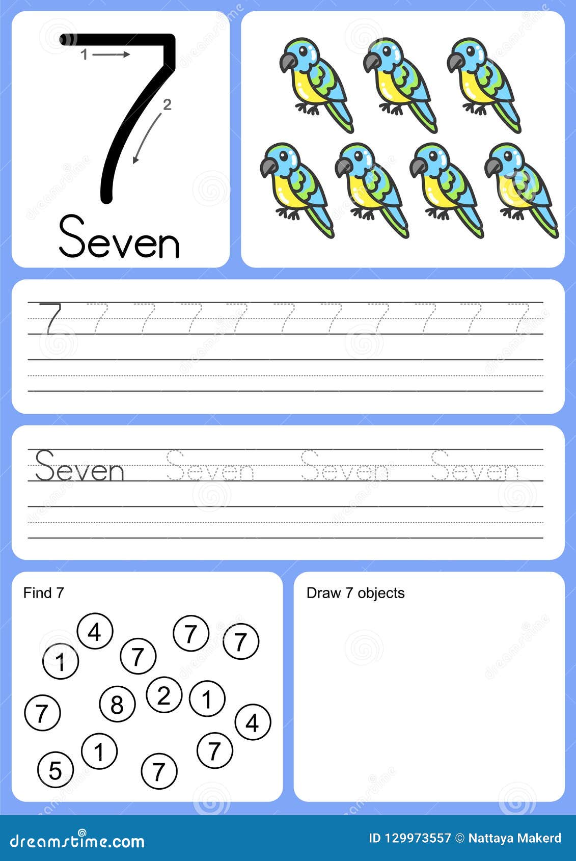 Writing, Finding and Drawing Object of Number Stock Vector ...