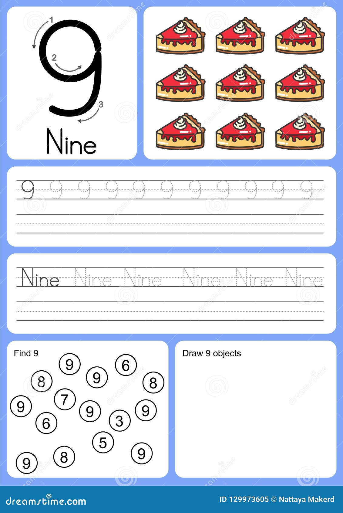 Writing, Finding and Drawing Object of Number Stock Vector ...