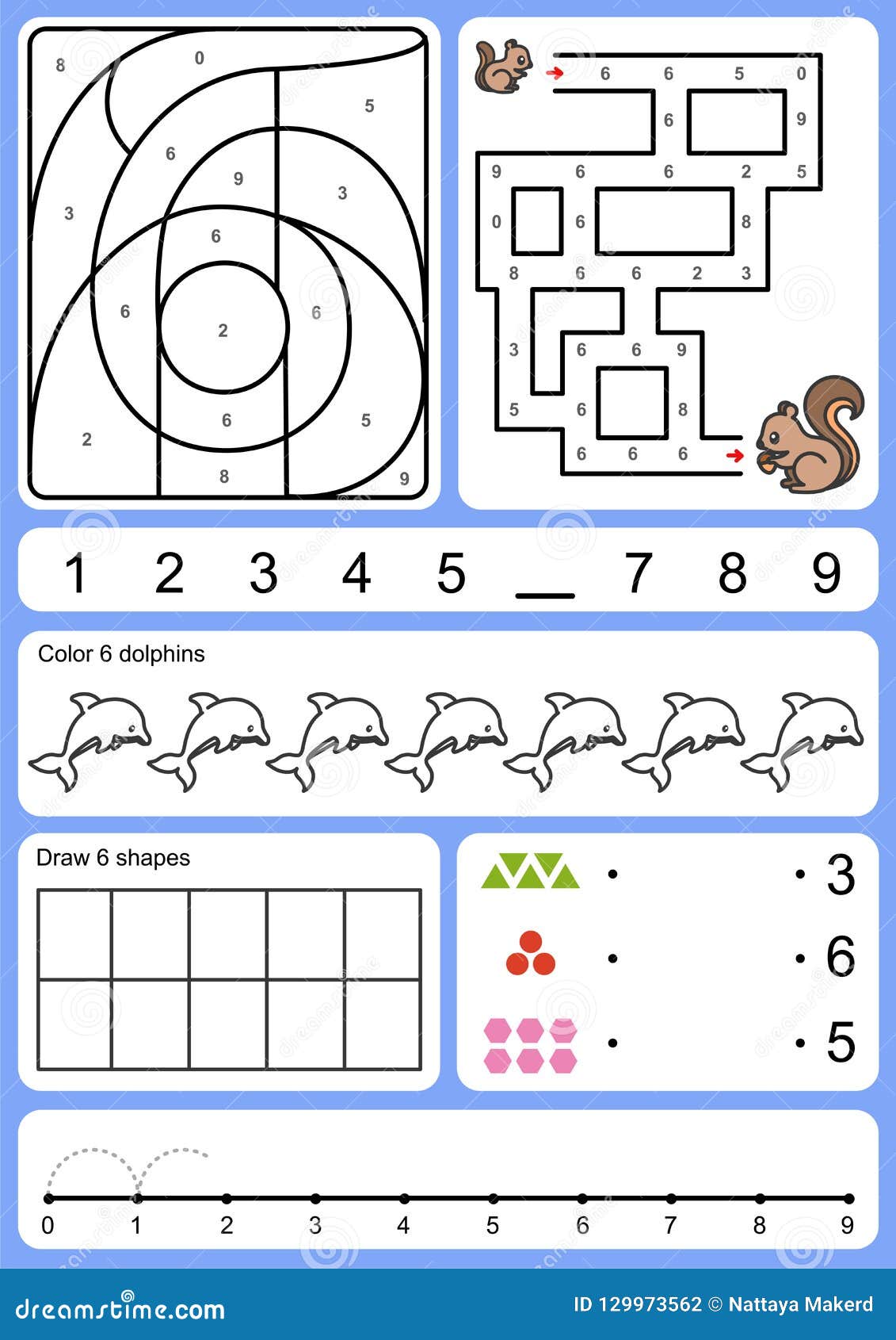 Writing, Finding and Drawing Object of Number Stock Vector ...