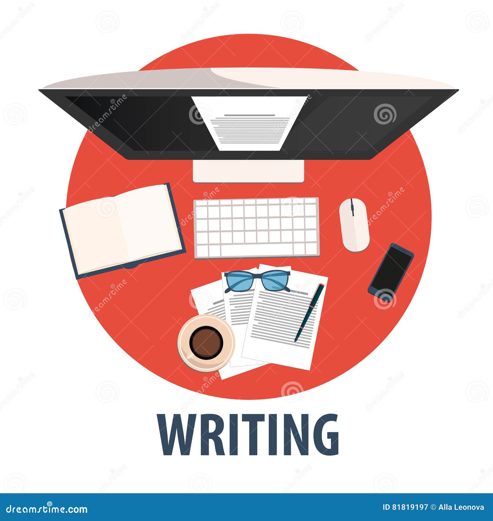 Writing Flat Design. Illustration Writing. Freelance Profession. Stock ...