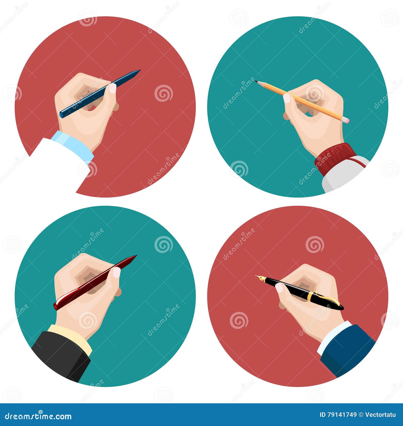 Writing flat icons set stock vector. Illustration of artwork - 79141749