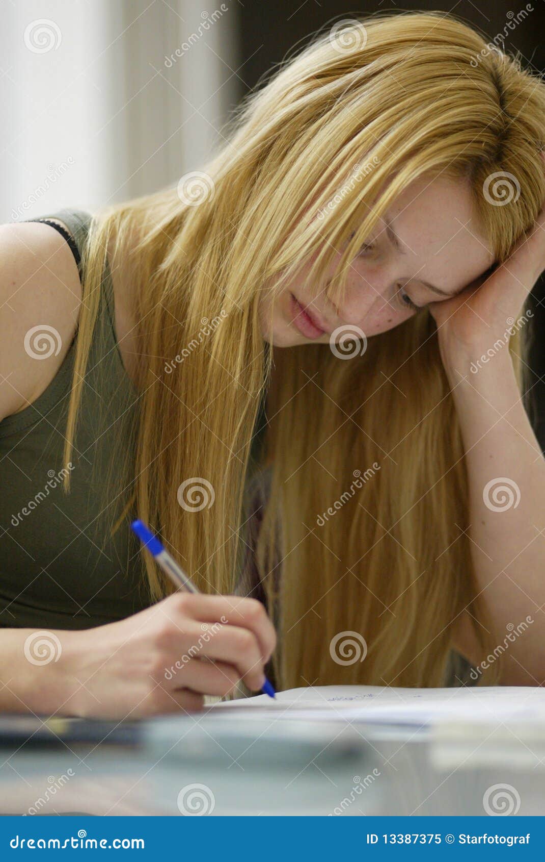 Writing girl stock image. Image of learning, studies - 13387375