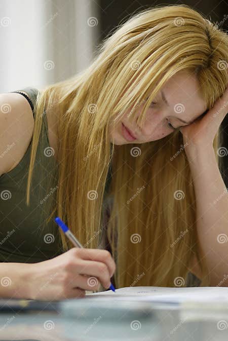 Writing girl stock image. Image of learning, studies - 13387375