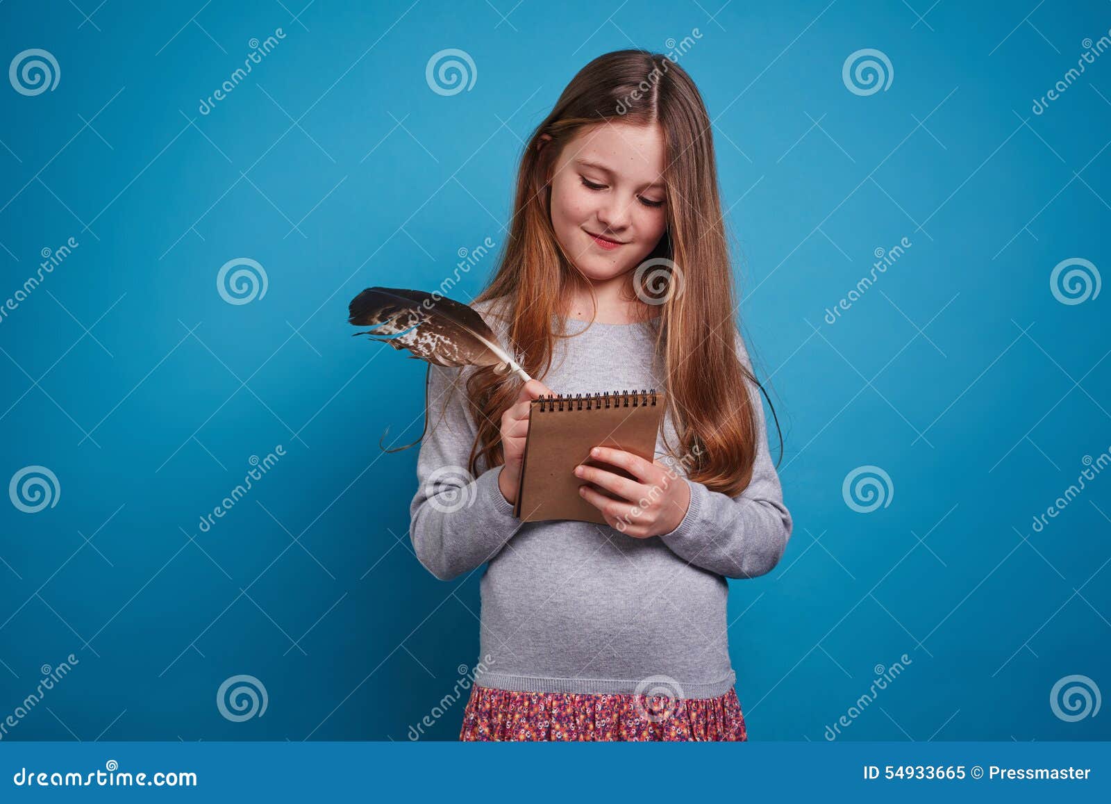 Writing girl stock image. Image of notepad, portrait - 54933665
