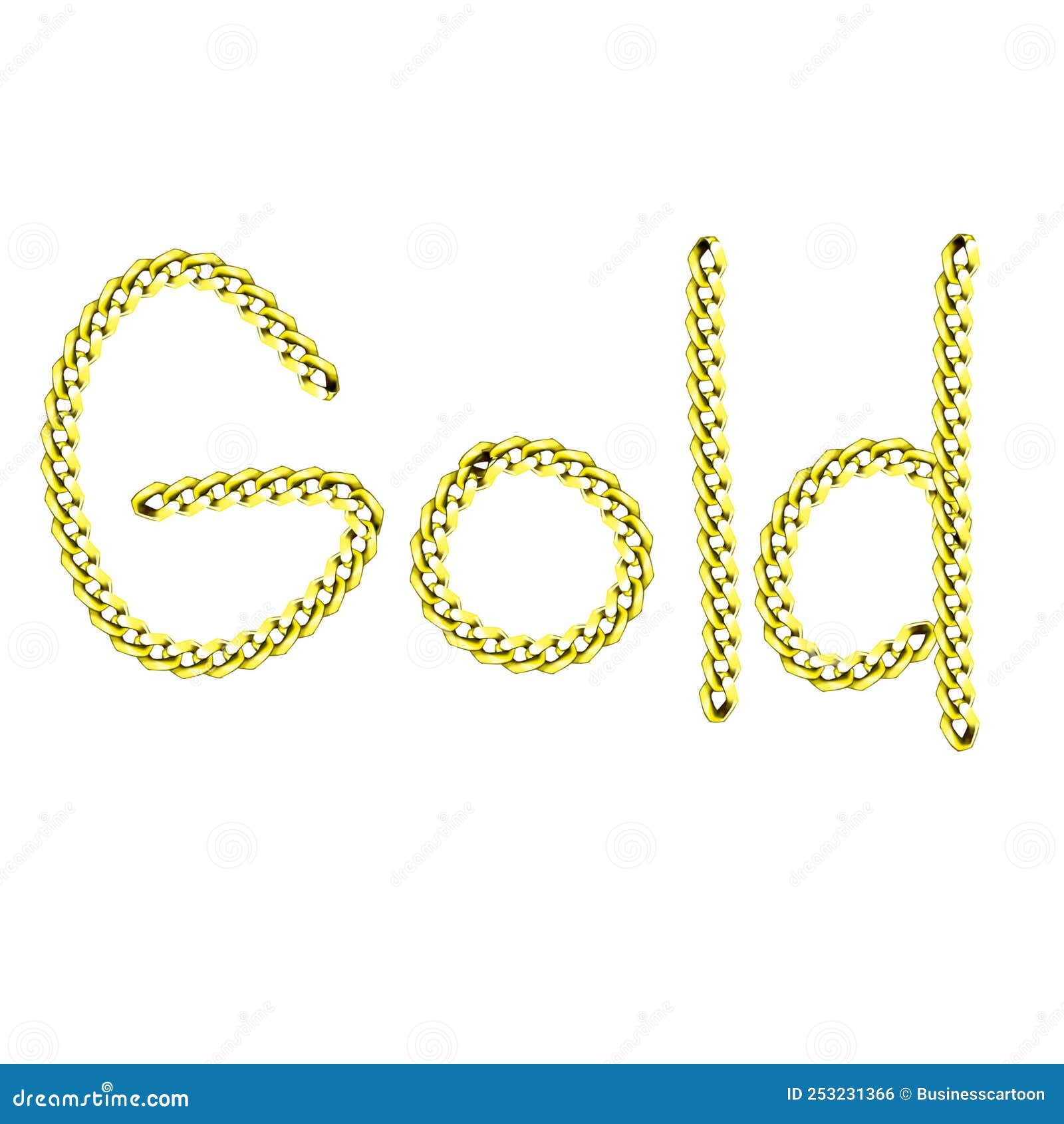 Writing Gold with Chain Design Stock Illustration - Illustration of ...