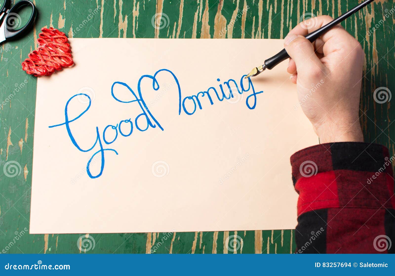 Writing a Good Morning Note Top View Stock Photo - Image of regard ...