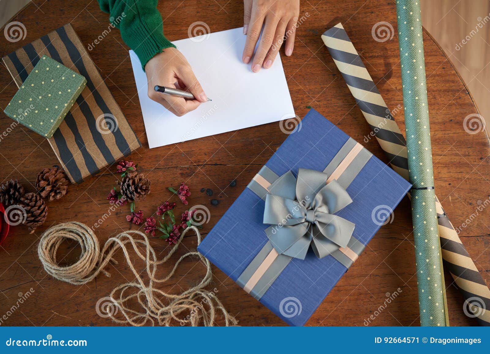 Writing greeting card stock image. Image of writing, wrapping - 92664571
