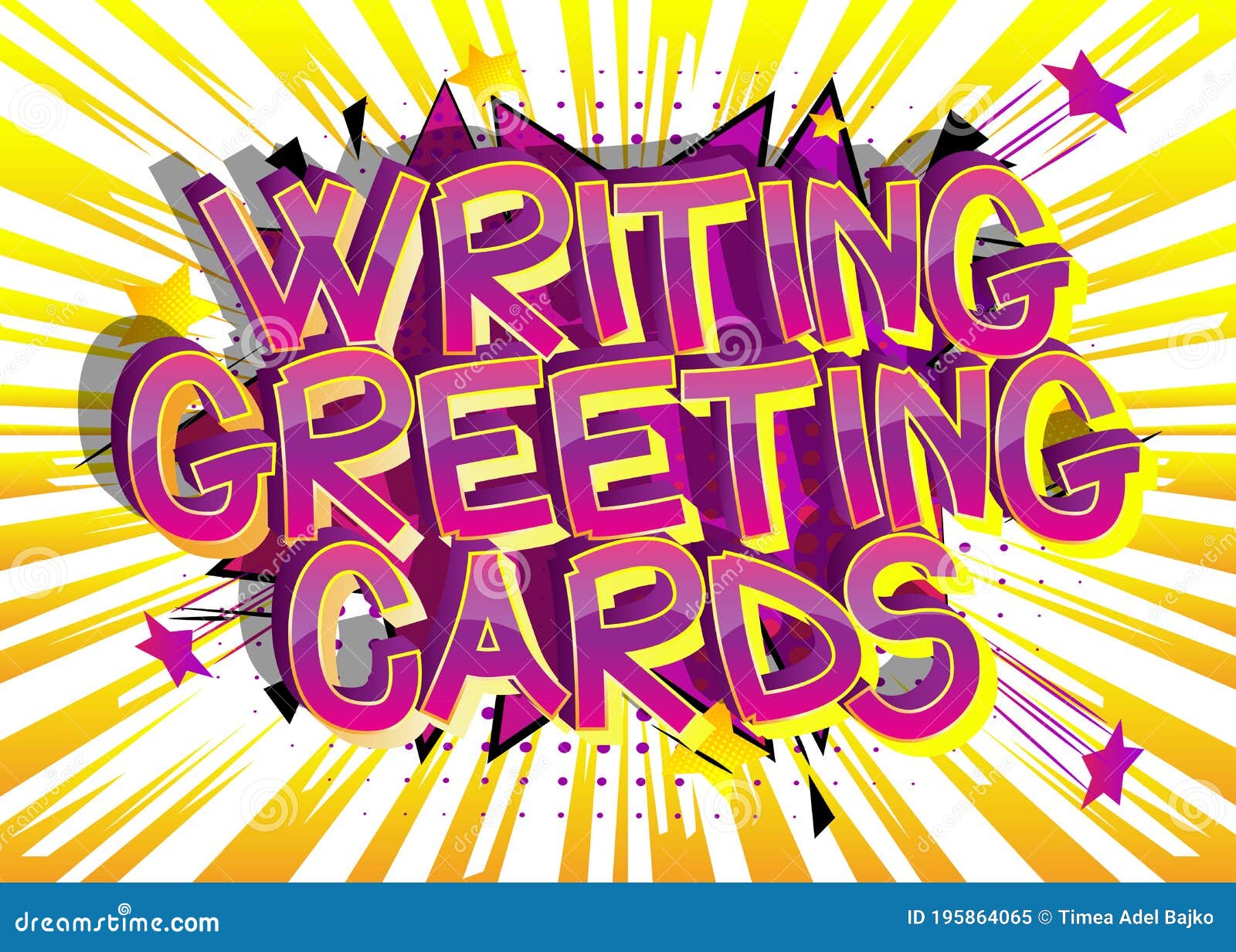 Writing Greeting Cards Comic Book Style Cartoon Words Stock Vector ...