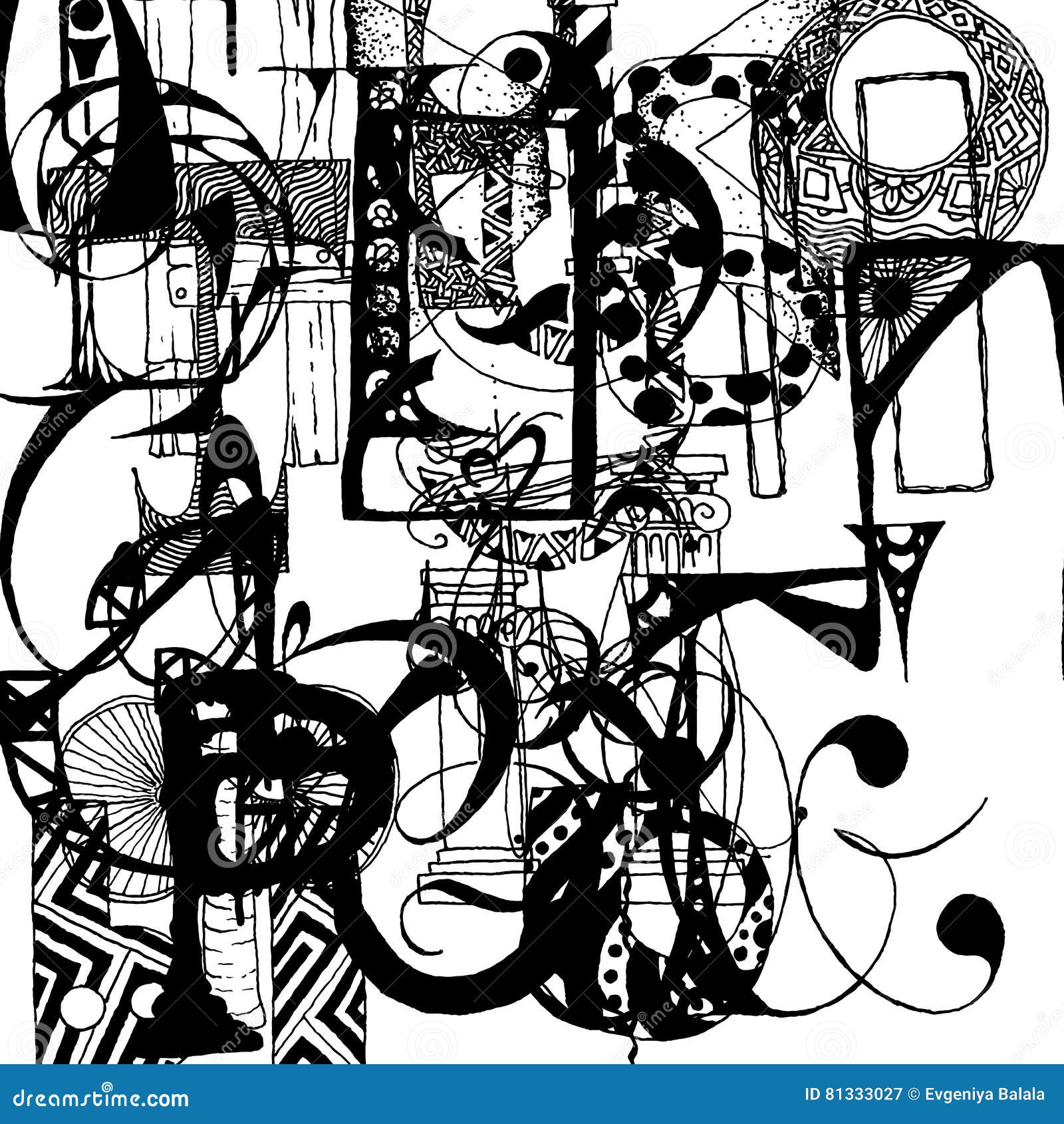 Writing, Grunge Doodle Background. Hand Drawn Abstract Letters Stock ...