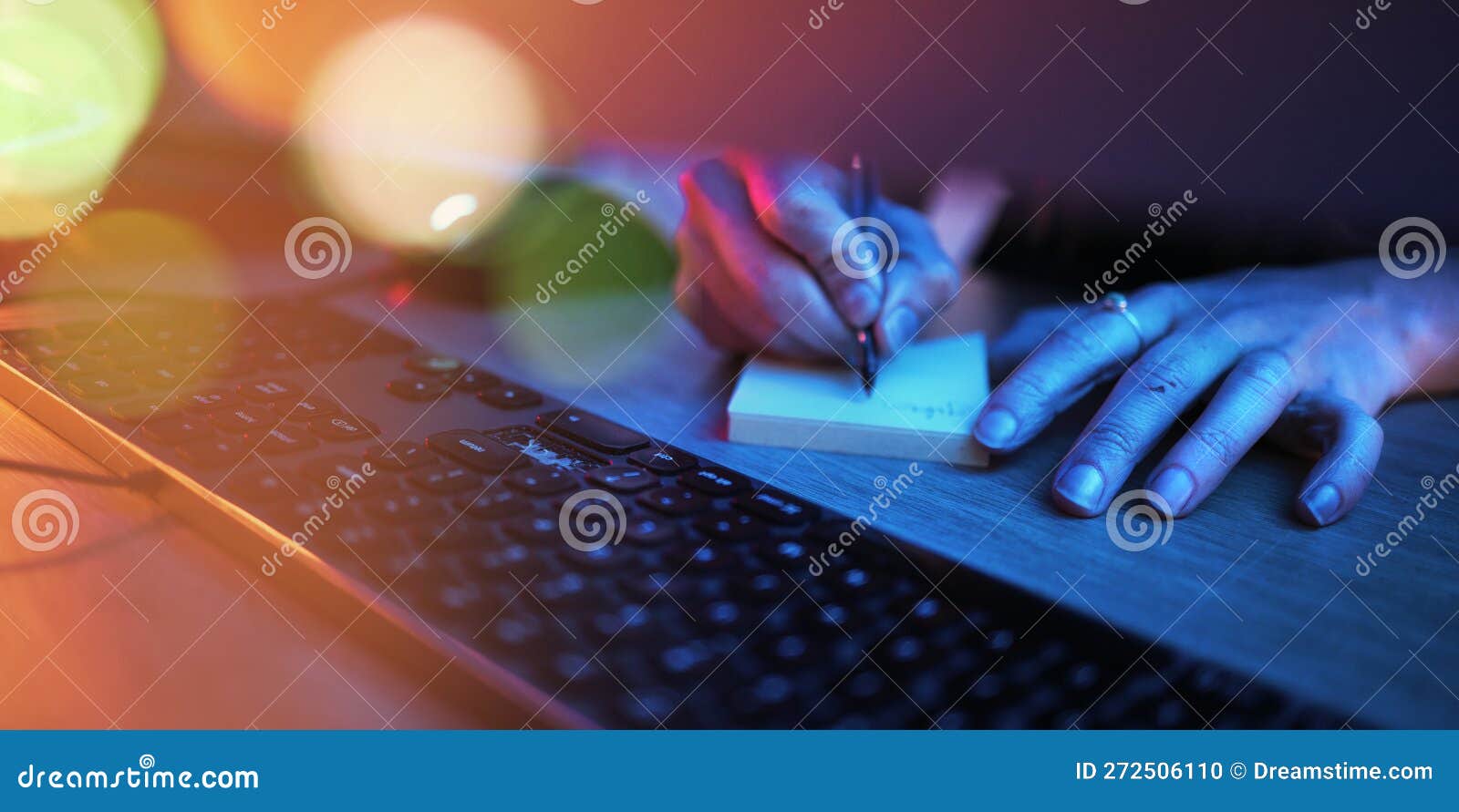 Writing, Hacker and Computer with Hands of Person for Research, Coding ...