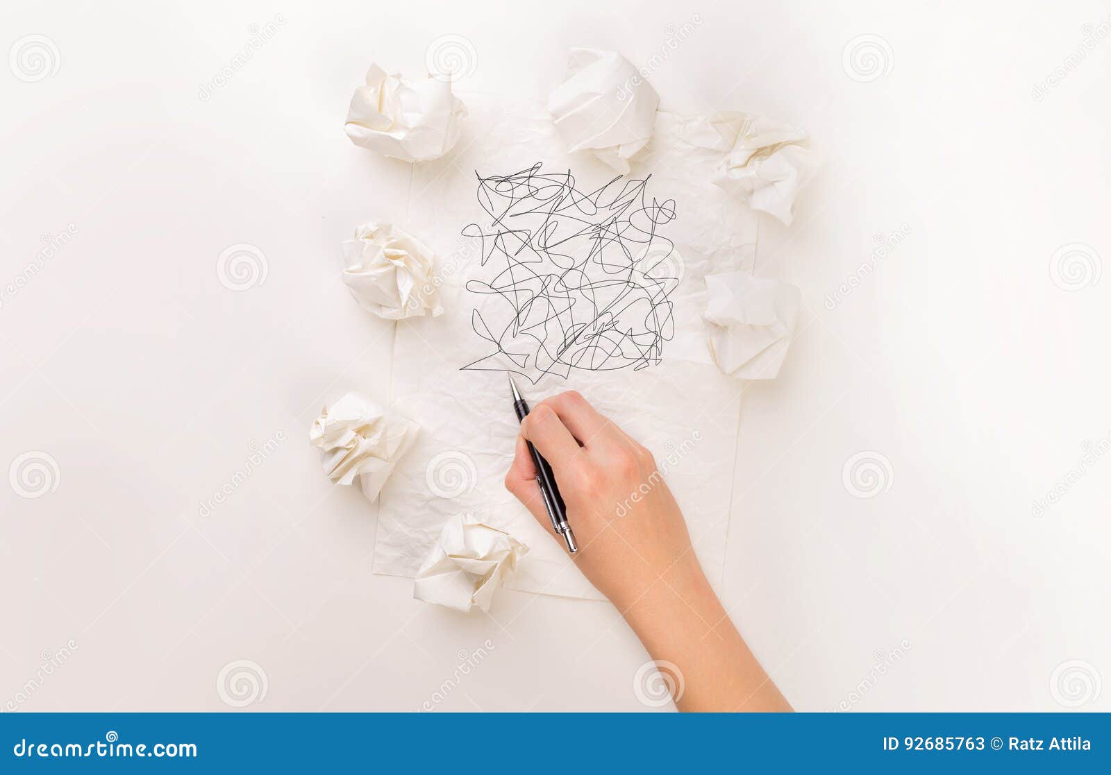Writing Hand in Crumpled Paper Stock Illustration - Illustration of ...