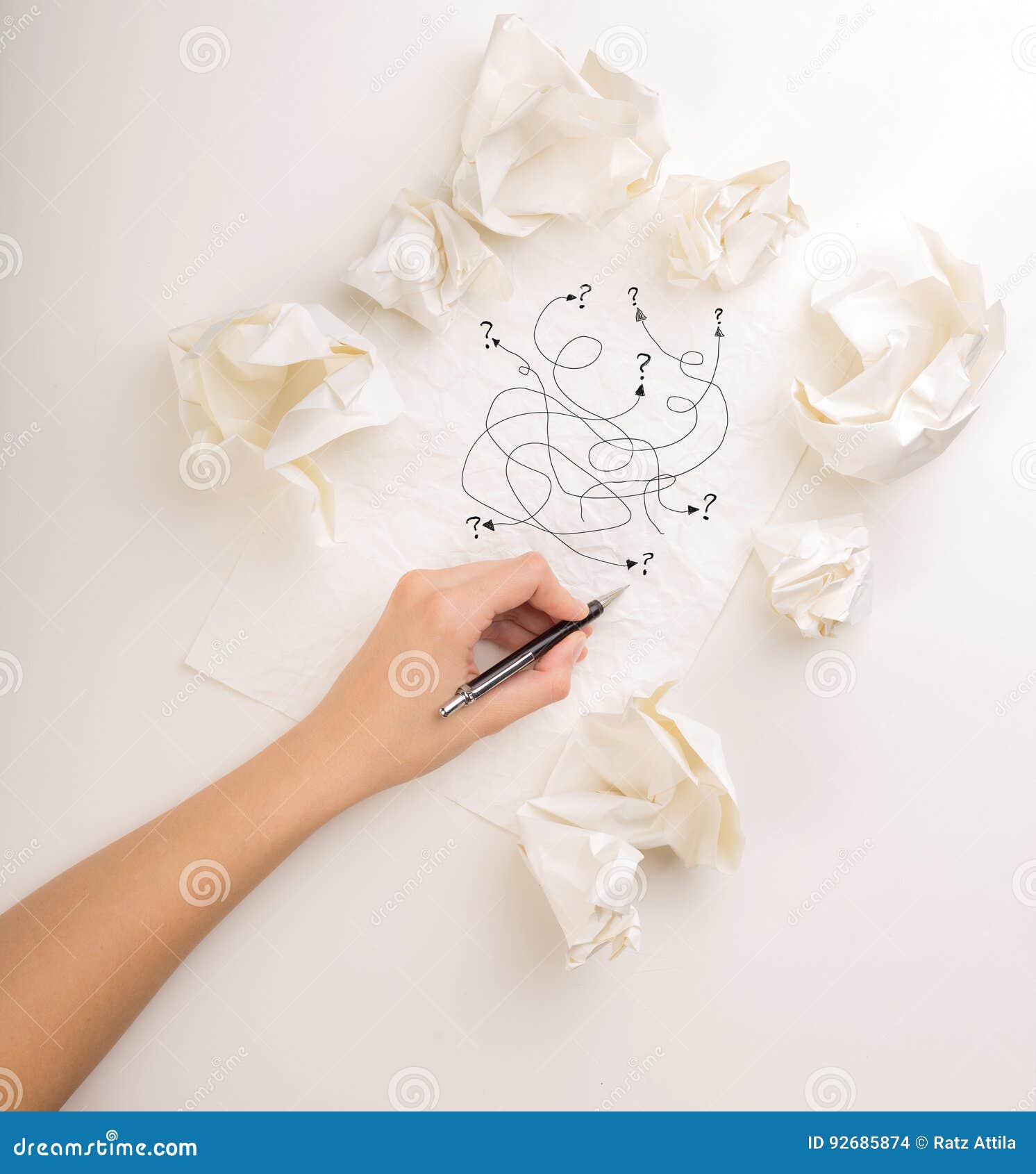 Writing Hand in Crumpled Paper Stock Illustration - Illustration of ...