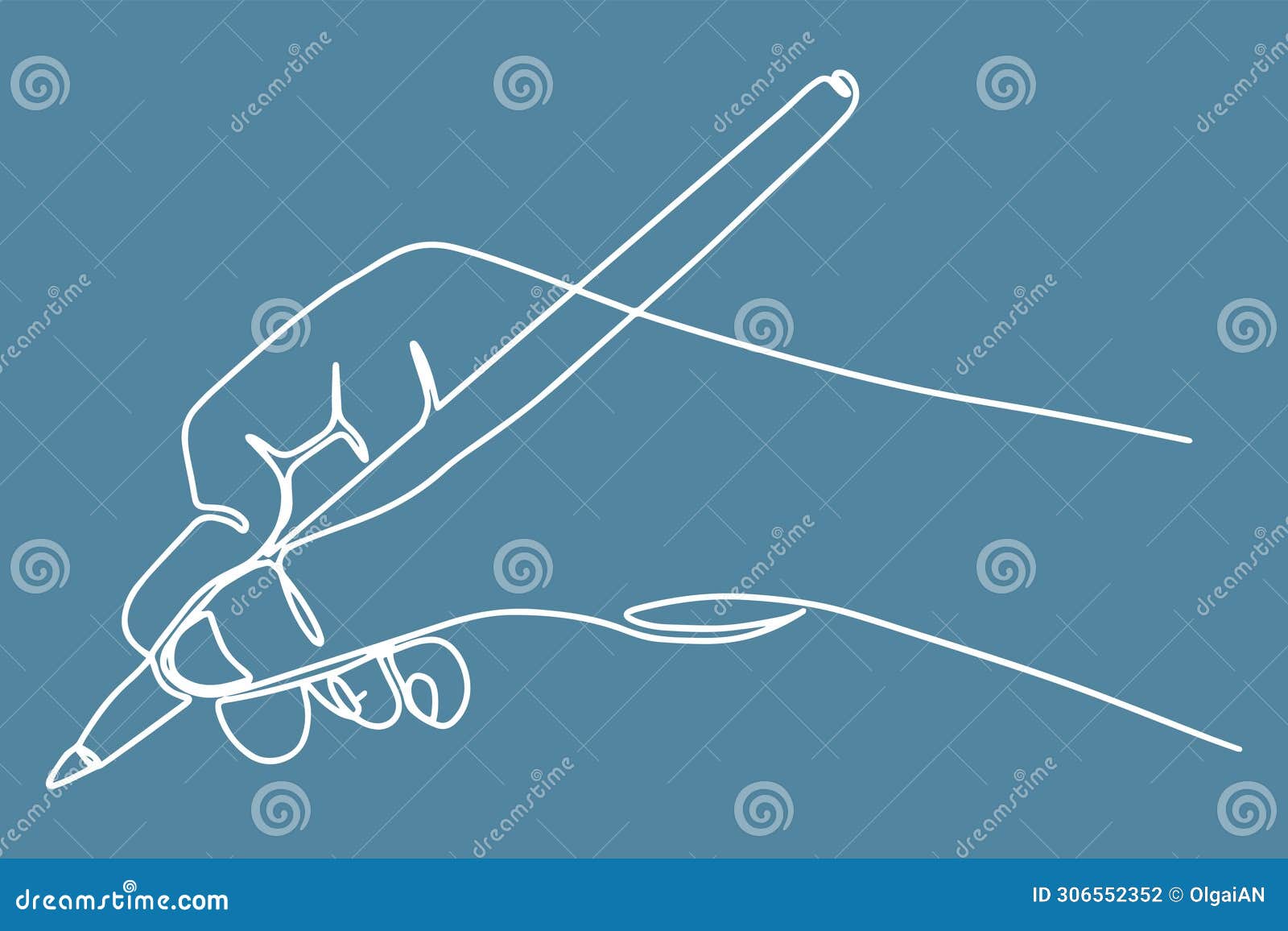 Writing Hand in One Line. One Continuous Freehand Drawing Line ...