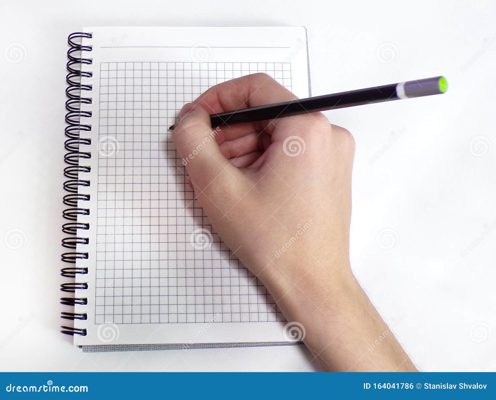 Writing Hand on Spiral Notebook Close-up. Stock Photo - Image of ...