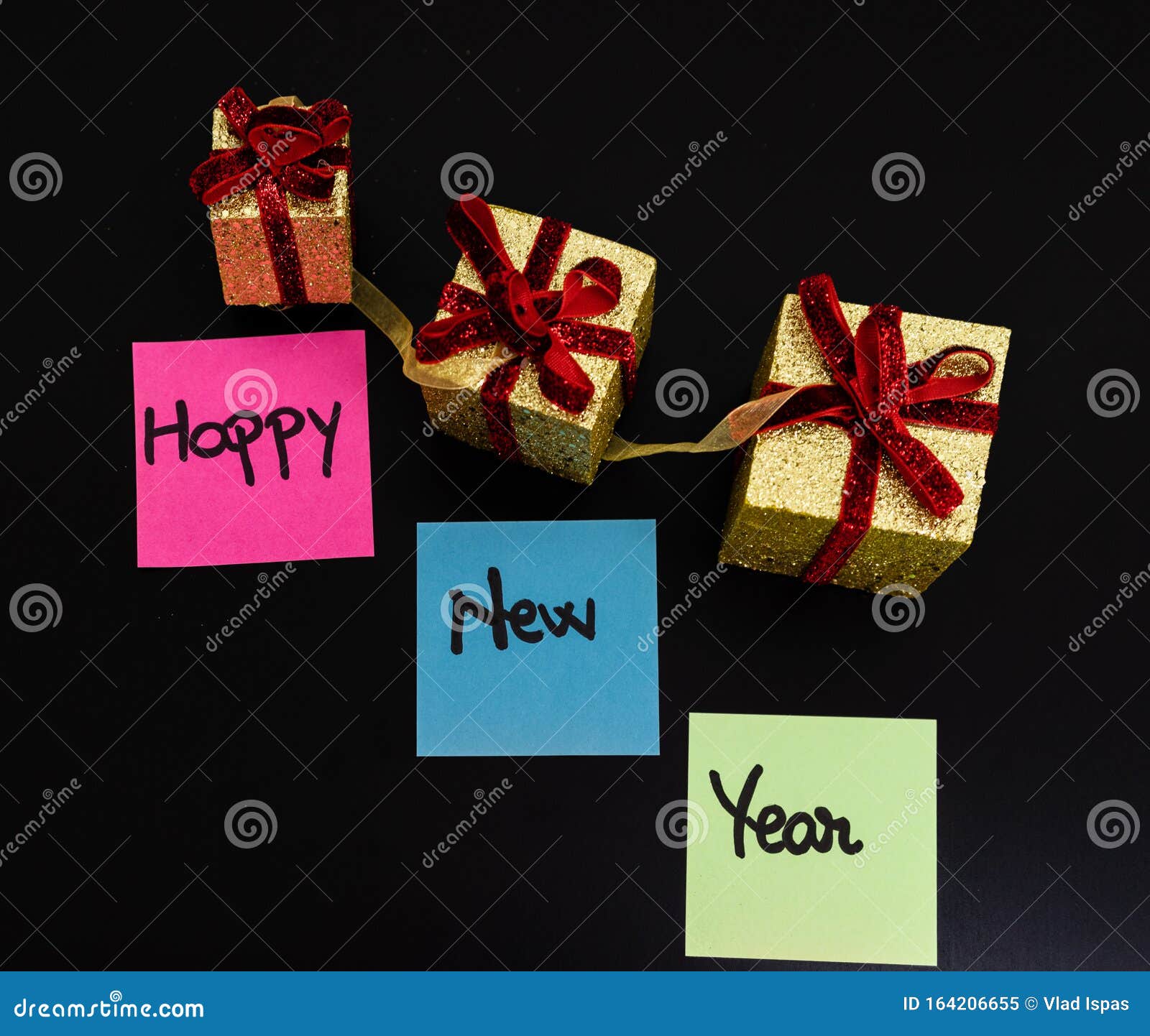 Writing Happy New Year on Colorful Sticky Notes Stock Image - Image of ...