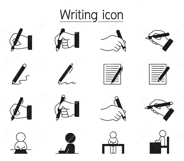 Writing Icon Set Illustration Graphic Design Stock Illustration ...