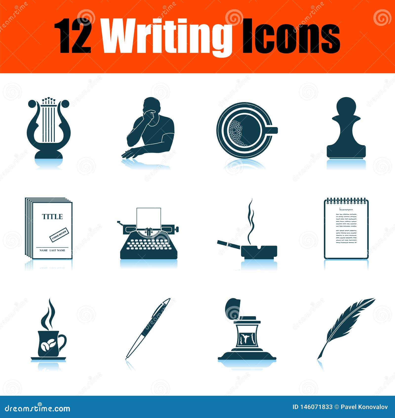 Writing Icon Set stock vector. Illustration of book - 146071833