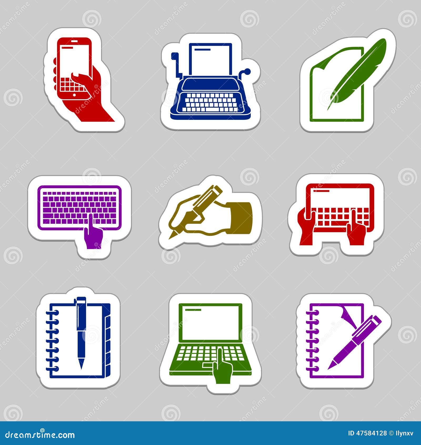 Writing icon set stock vector. Illustration of plan, feather - 47584128