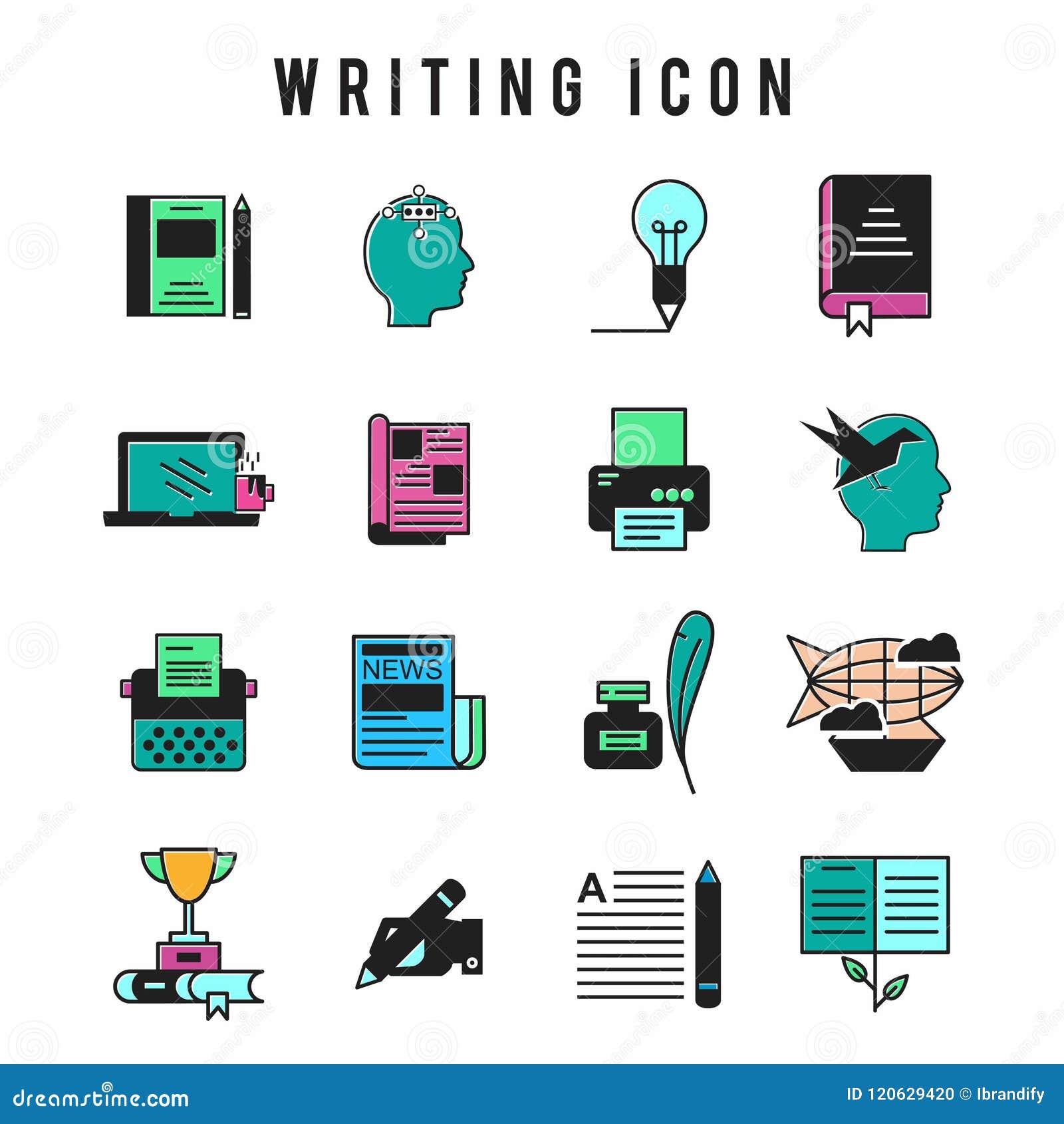 Writing Icon set stock vector. Illustration of message - 120629420