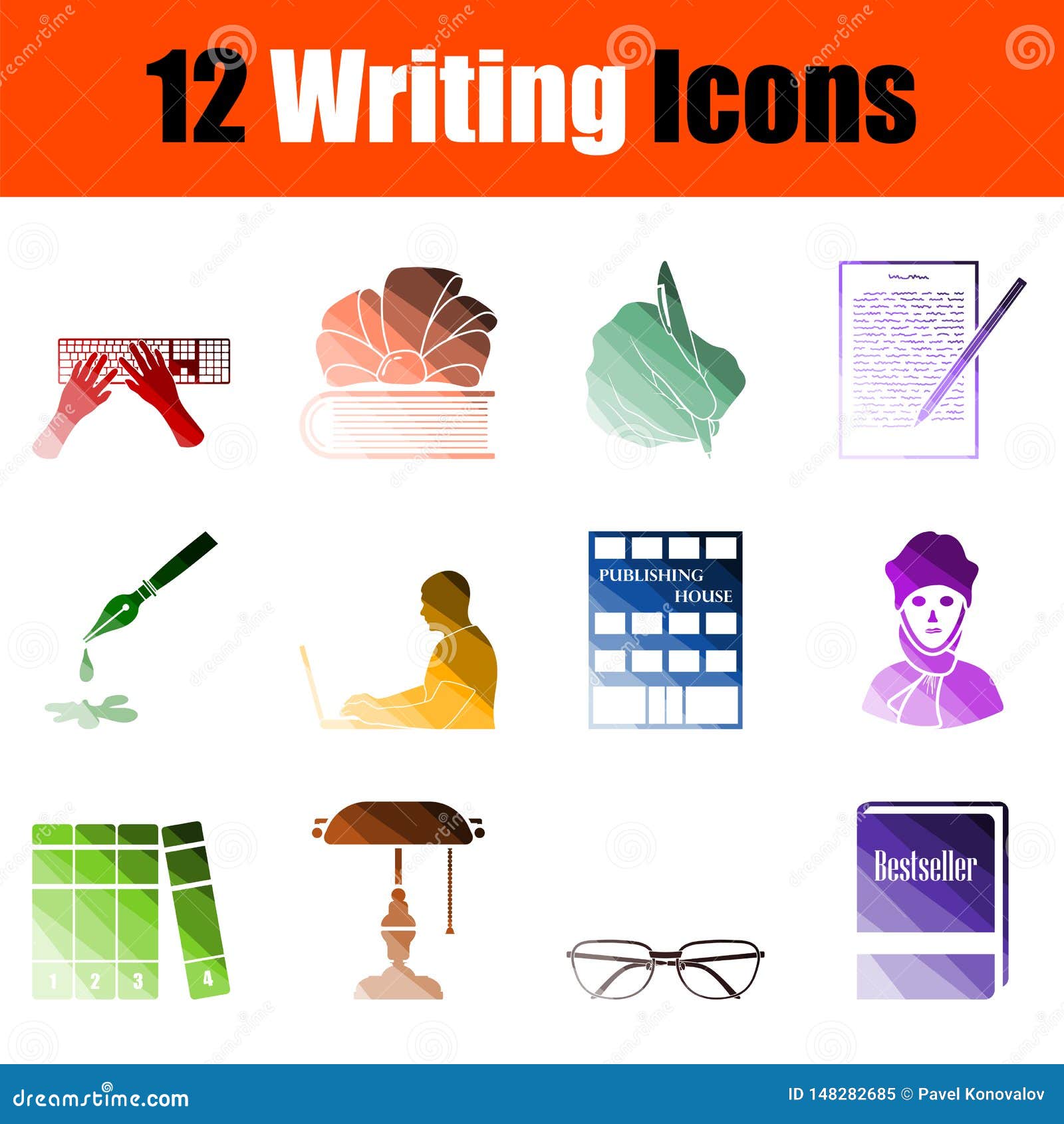 Writing Icon Set stock vector. Illustration of isolated - 148282685