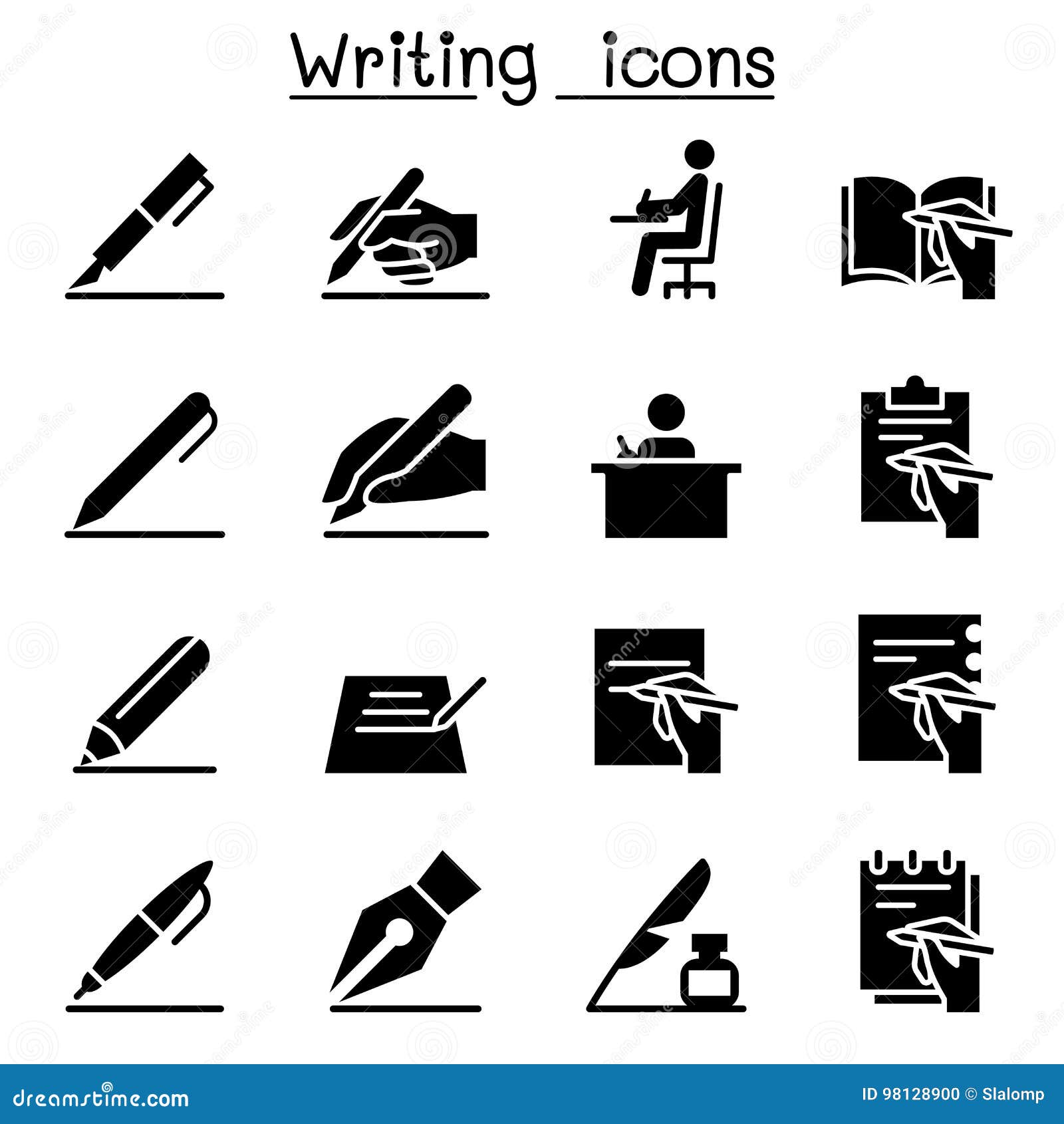 Writing icon stock vector. Illustration of line, paint - 98128900