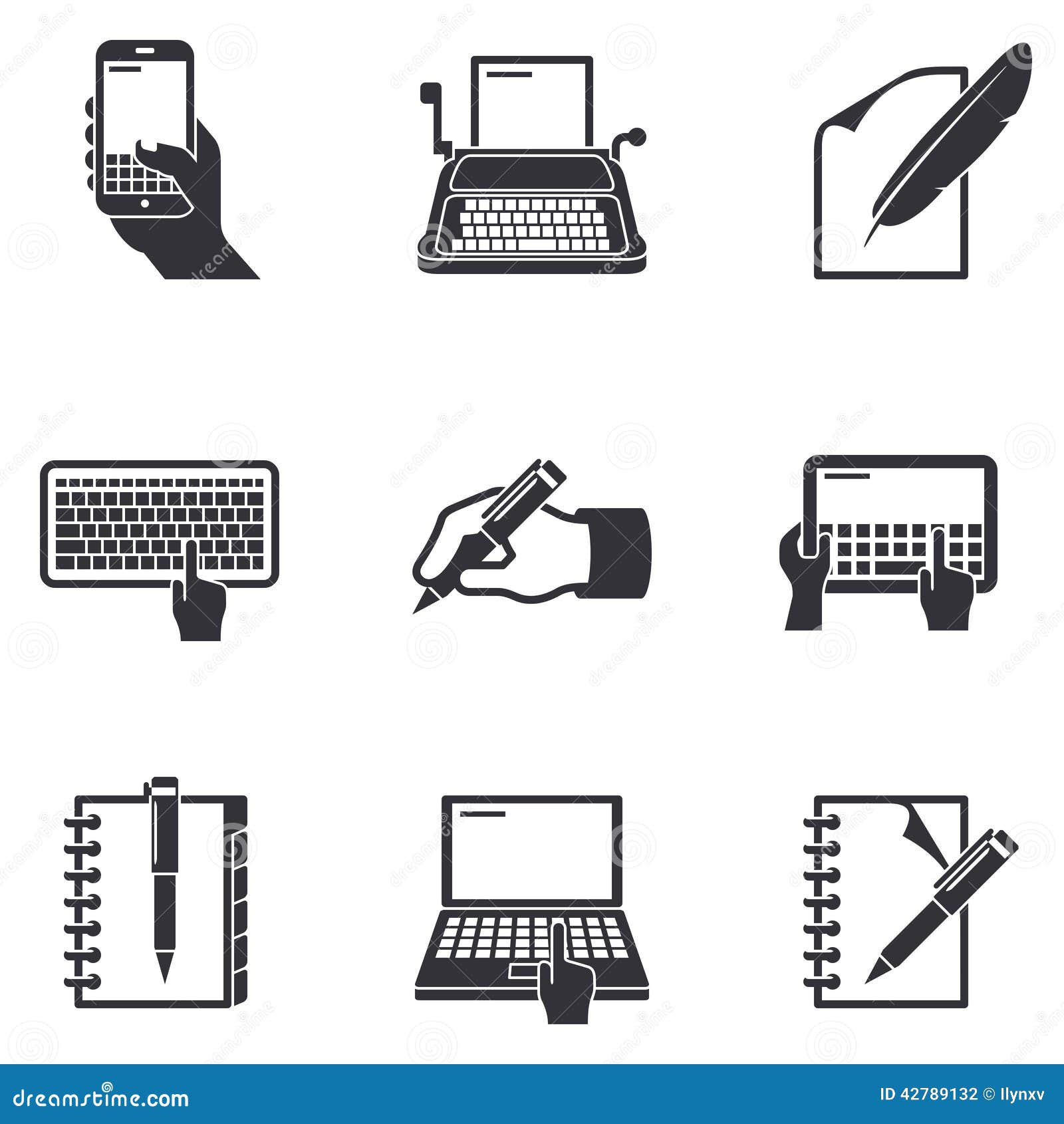 Writing icons stock vector. Illustration of office, correspondence ...