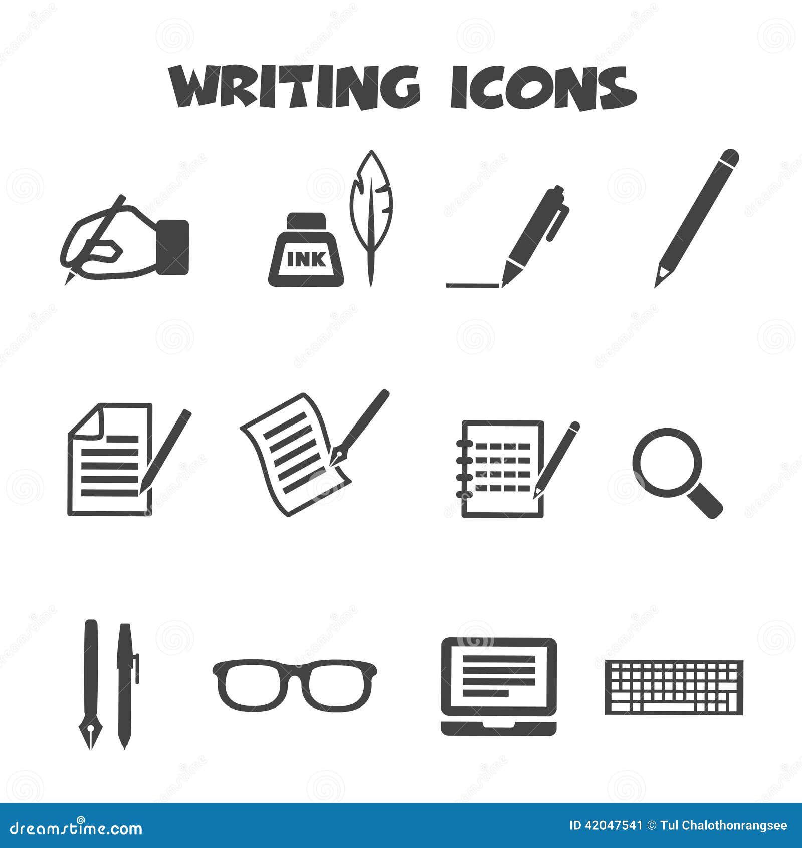 Writing icons stock vector. Illustration of memo, human - 42047541
