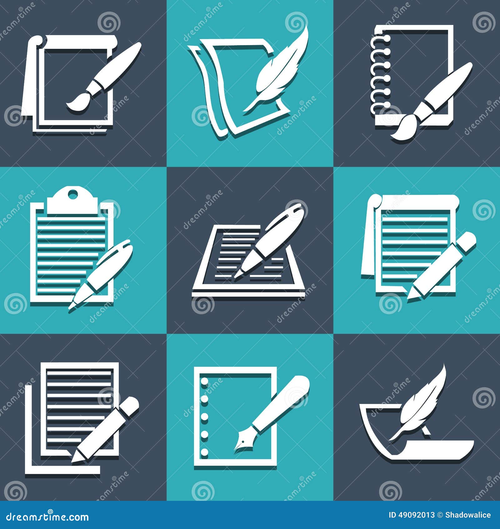 Writing Icons Set Great for Any Use. Vector EPS10 Stock Vector ...