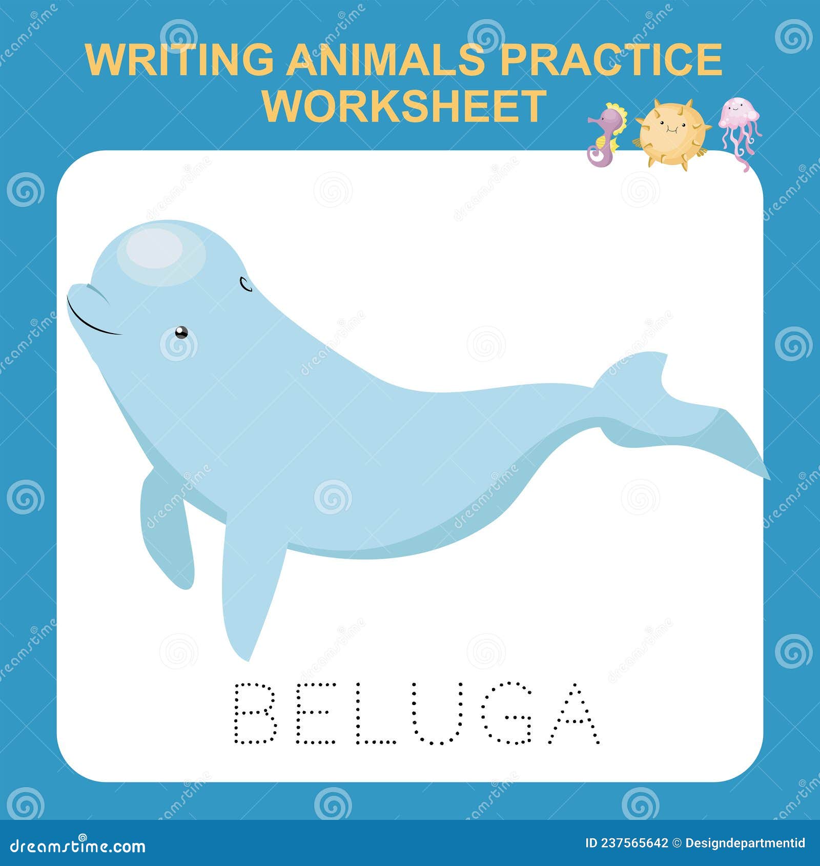 Writing Animals Practice Worksheet Stock Vector - Illustration of ...