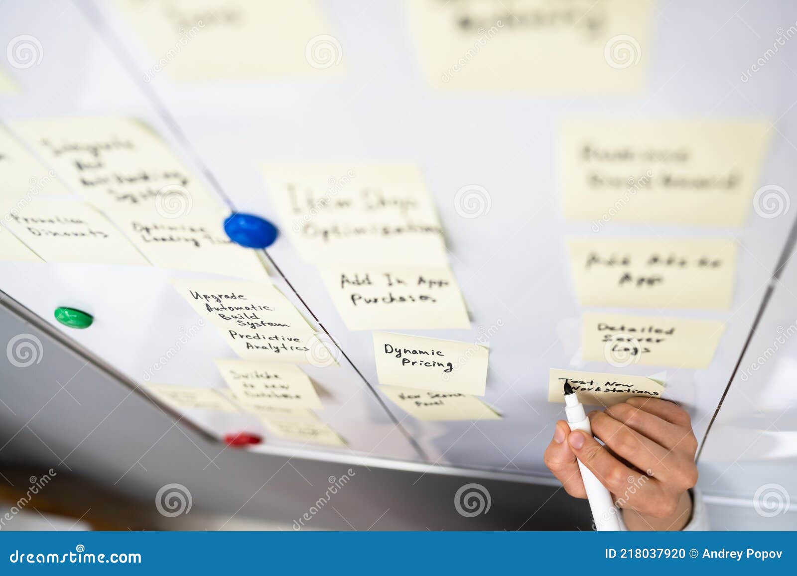 Writing Kanban Business Board on Wall Stock Photo - Image of overhead ...