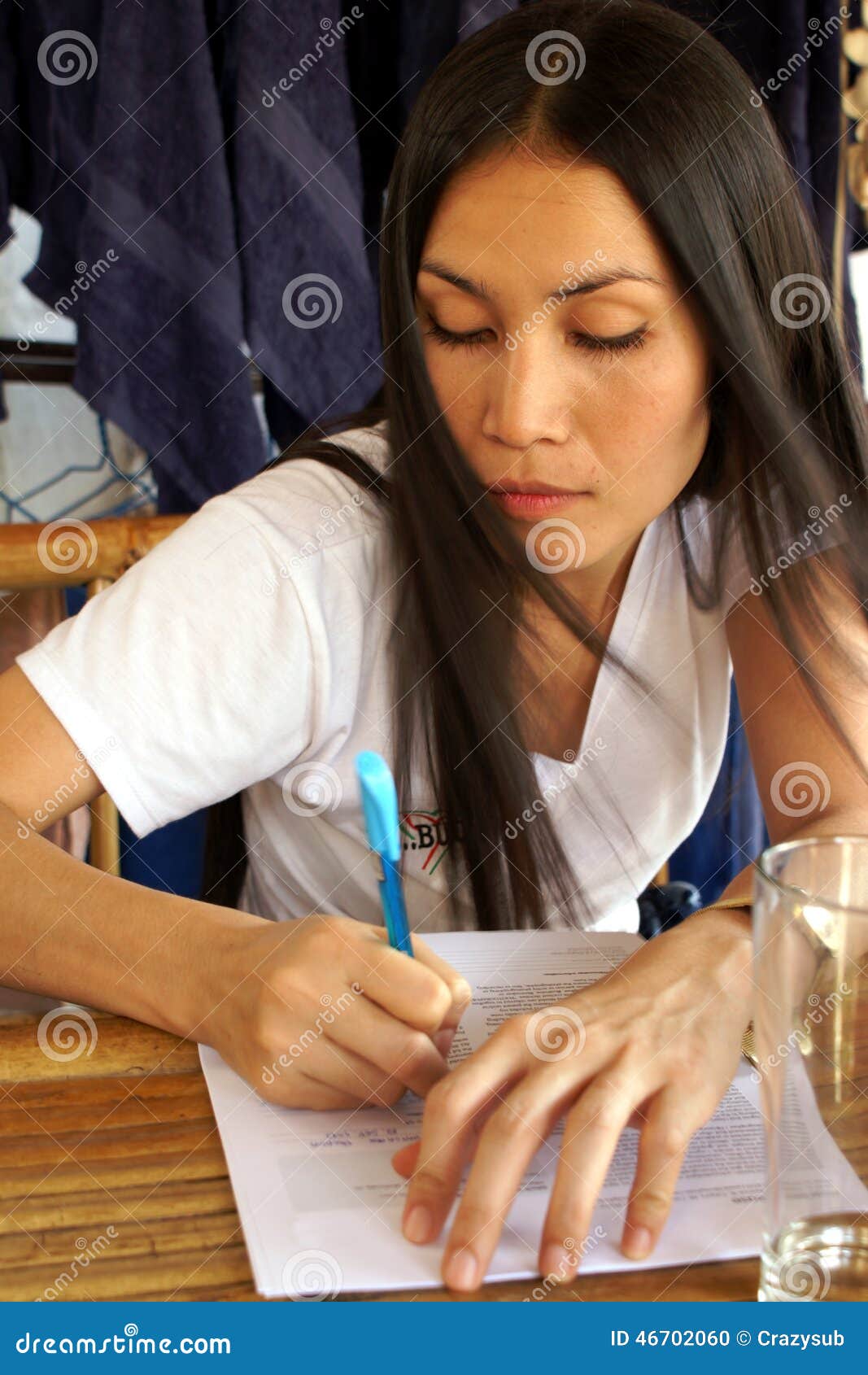 Writing Lady stock photo. Image of attractive, thai, notes - 46702060