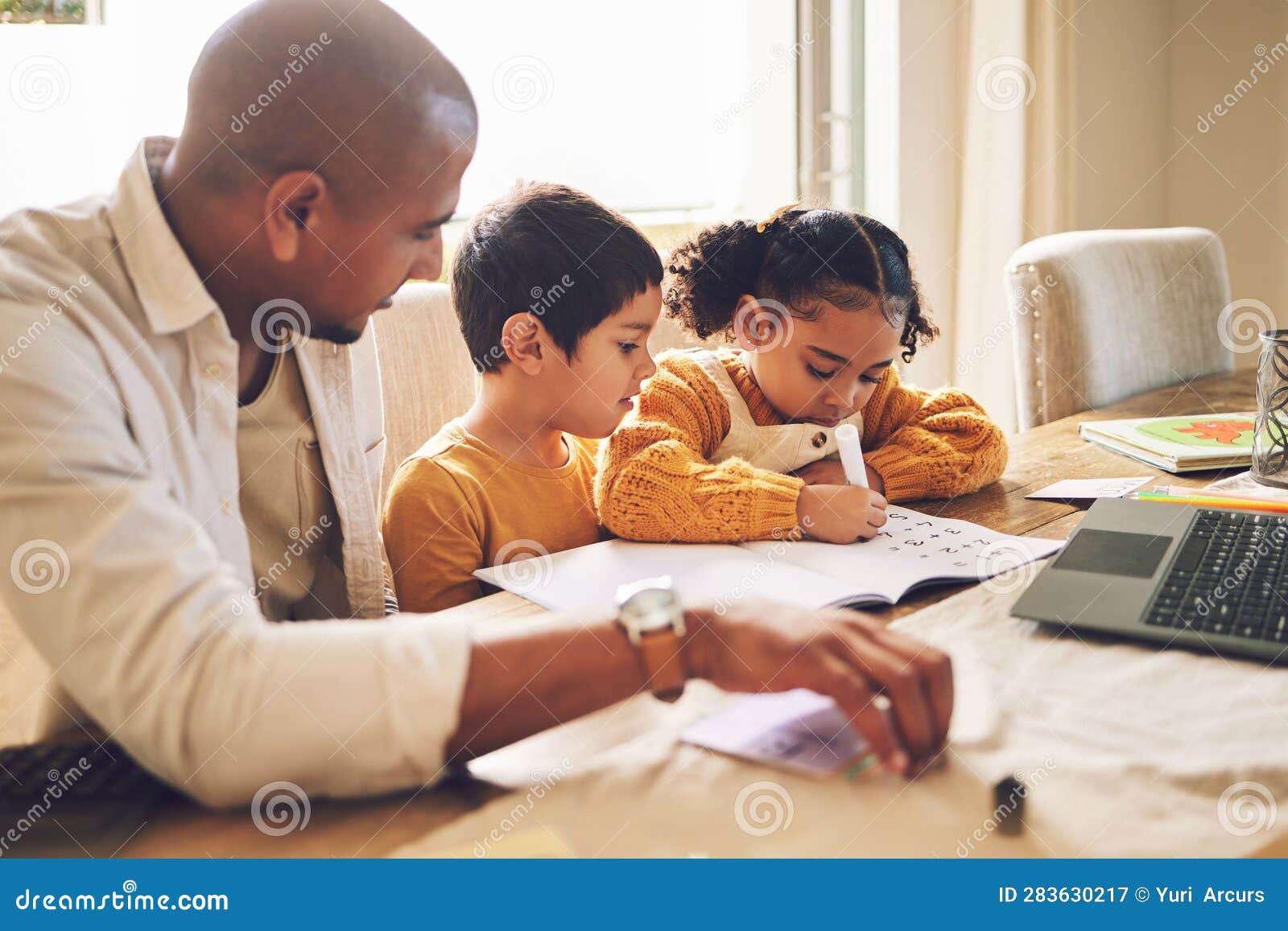 Writing, Learning and Father with Children for Home Education, School ...