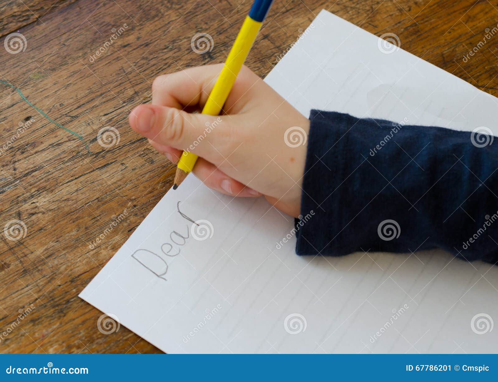Child Writing With Pencil Royalty-Free Stock Image | CartoonDealer.com ...