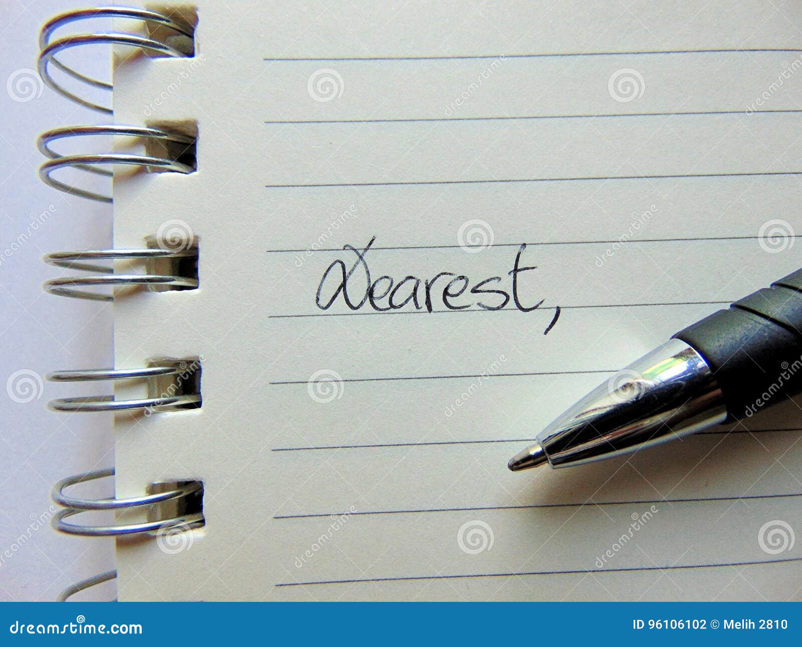 Writing A Letter On Lined Paper Starting With Dear, Royalty-Free Stock ...