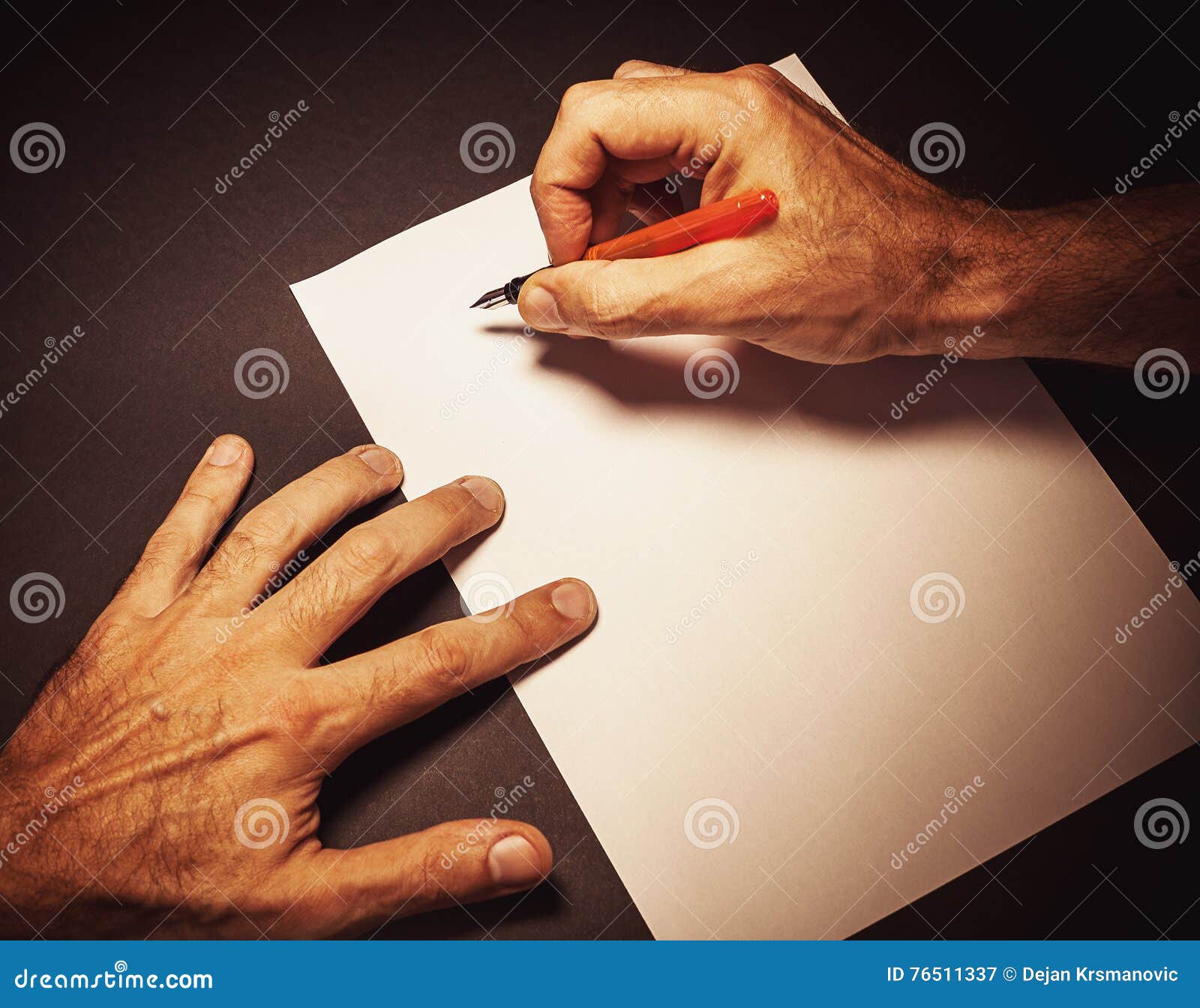 Writing a Letter by a Man stock image. Image of hairy - 76511337