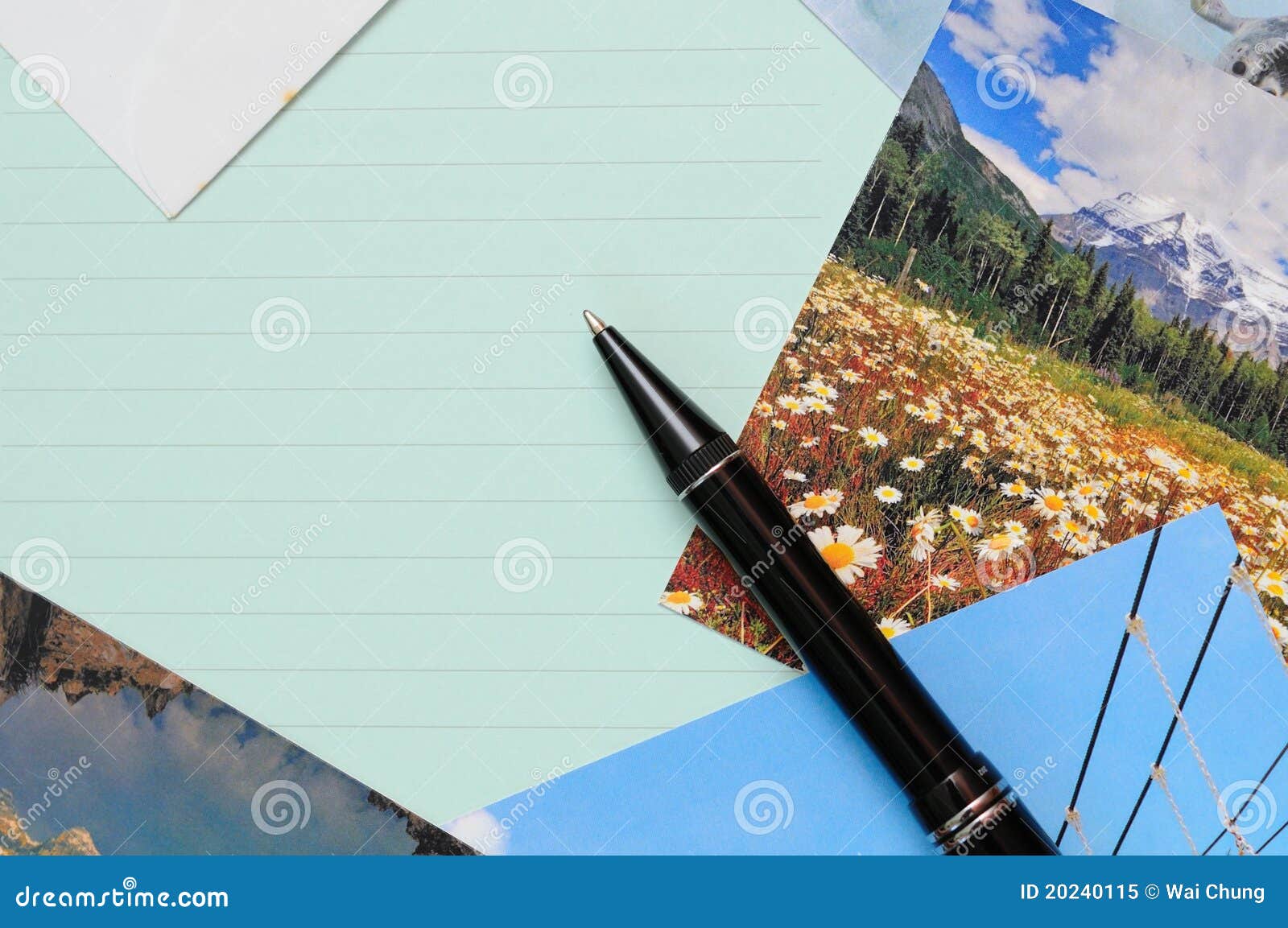 Writing letter with photos stock image. Image of nostalgic - 20240115