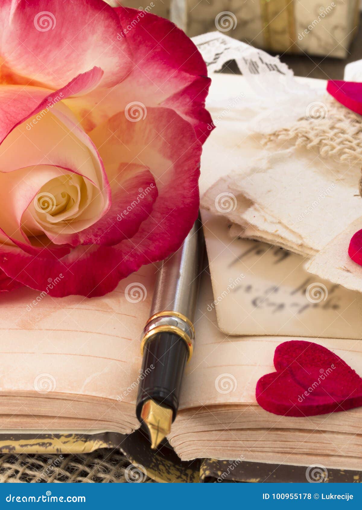 Writing Love letters stock photo. Image of roses, love - 100955178