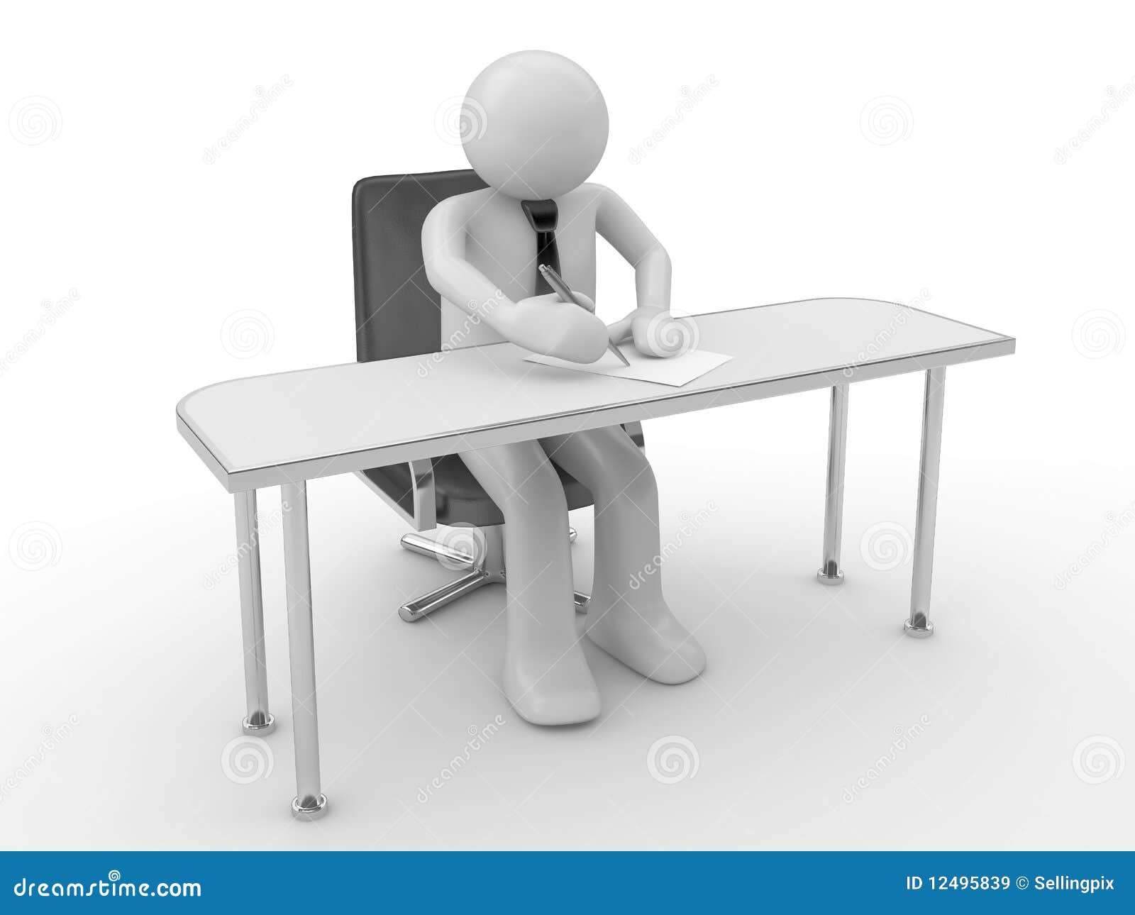 Writing man at workplace stock illustration. Illustration of business ...
