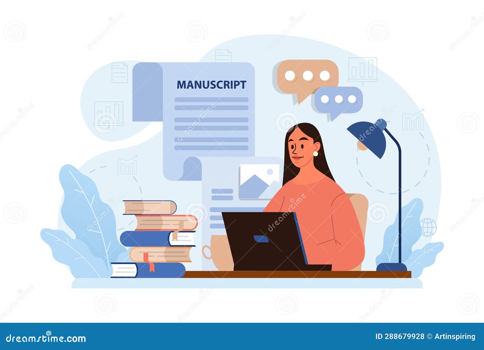 Writing a Manuscript. Author Writing a Book. Creative Process Stock ...