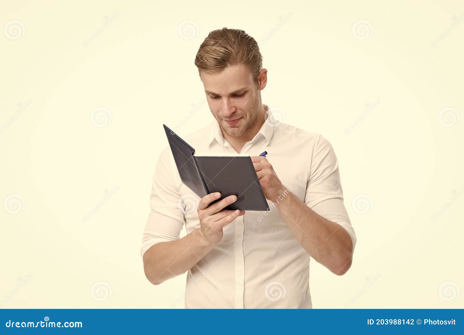 Writing Master. University Student Do Writing Task Isolated on White ...