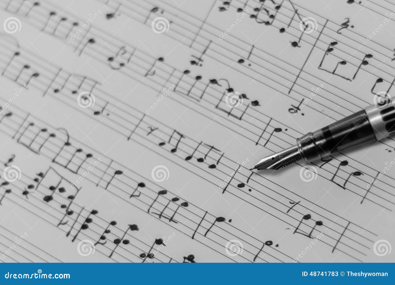 Writing Music Notes with a Fountain Pen Stock Image - Image of piano ...