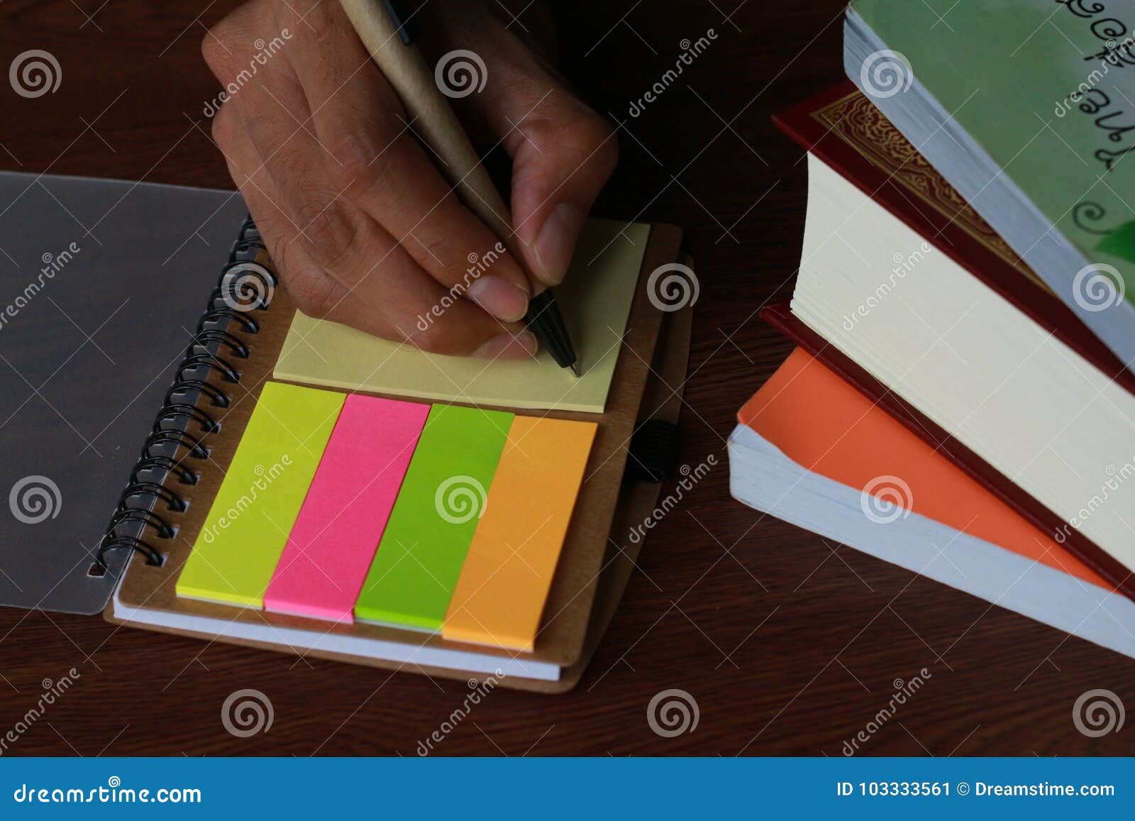 Writing Note with Pen and Books Props Stock Image - Image of paper ...