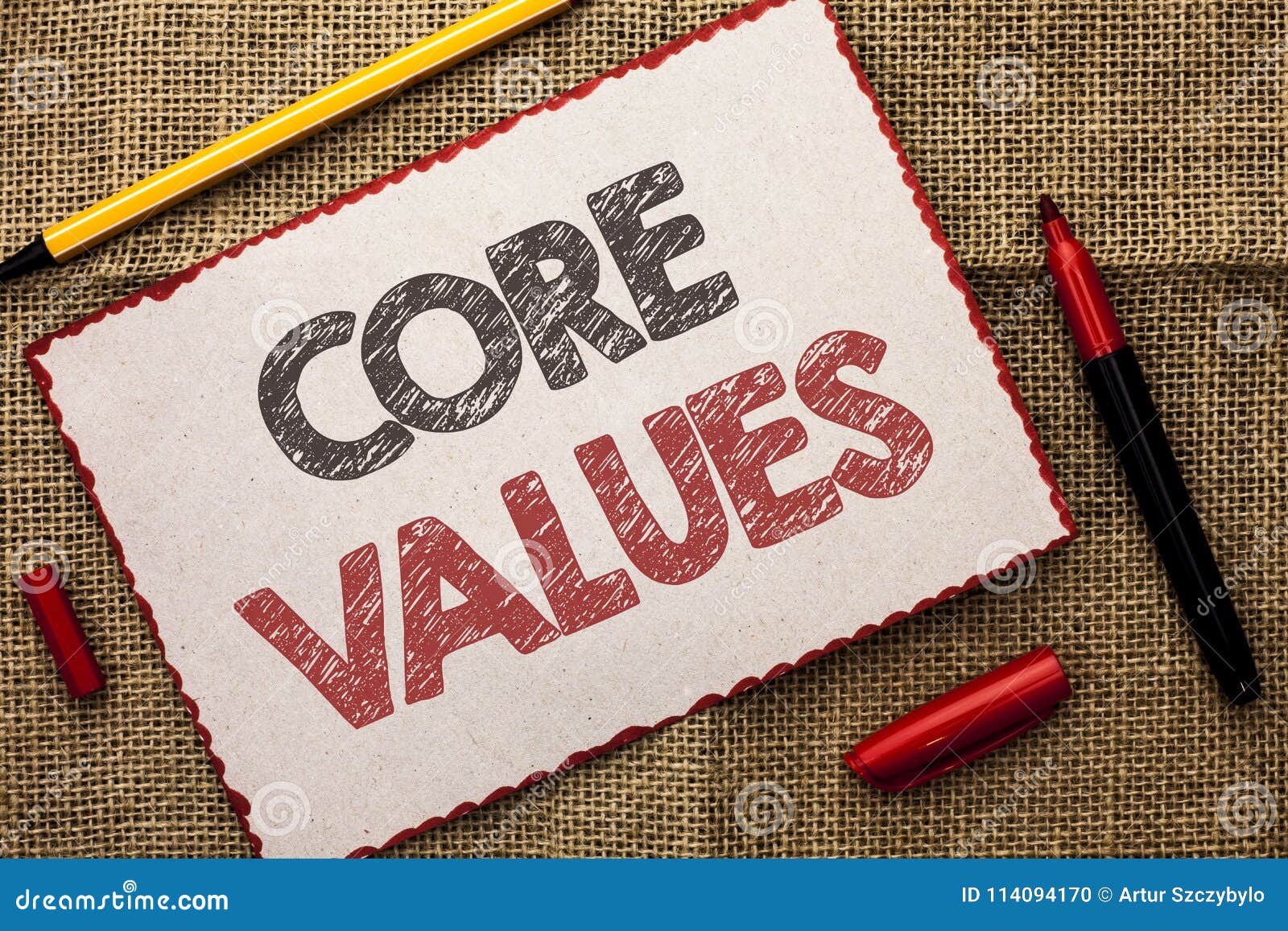 Writing Note Showing Core Values. Business Photo Showcasing Principles ...