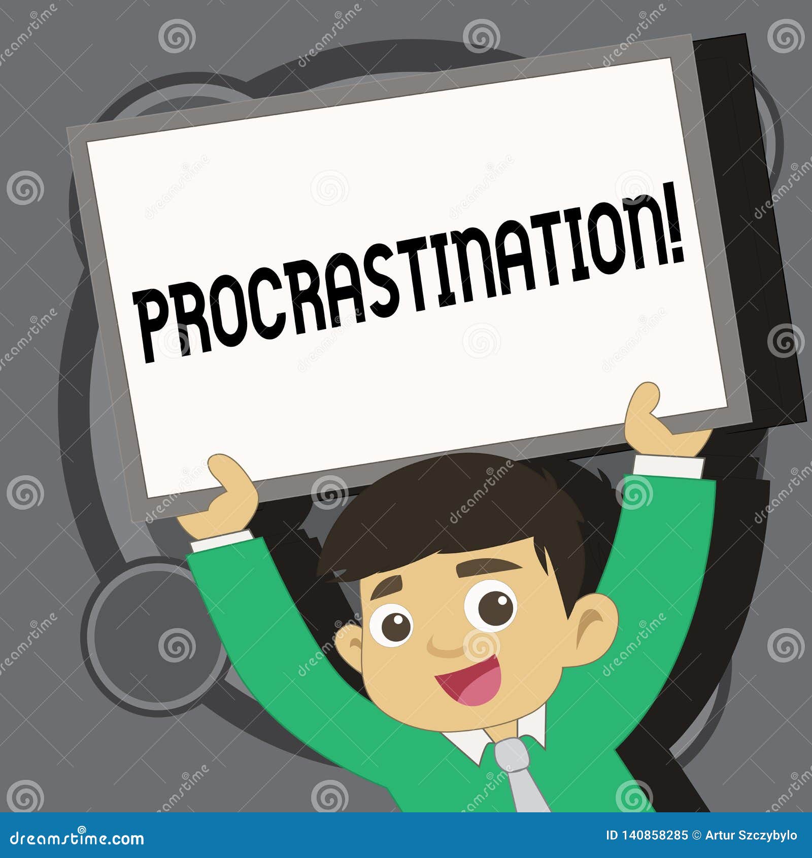 Procrastination In Business Process Concept. Businessman Sitting On ...